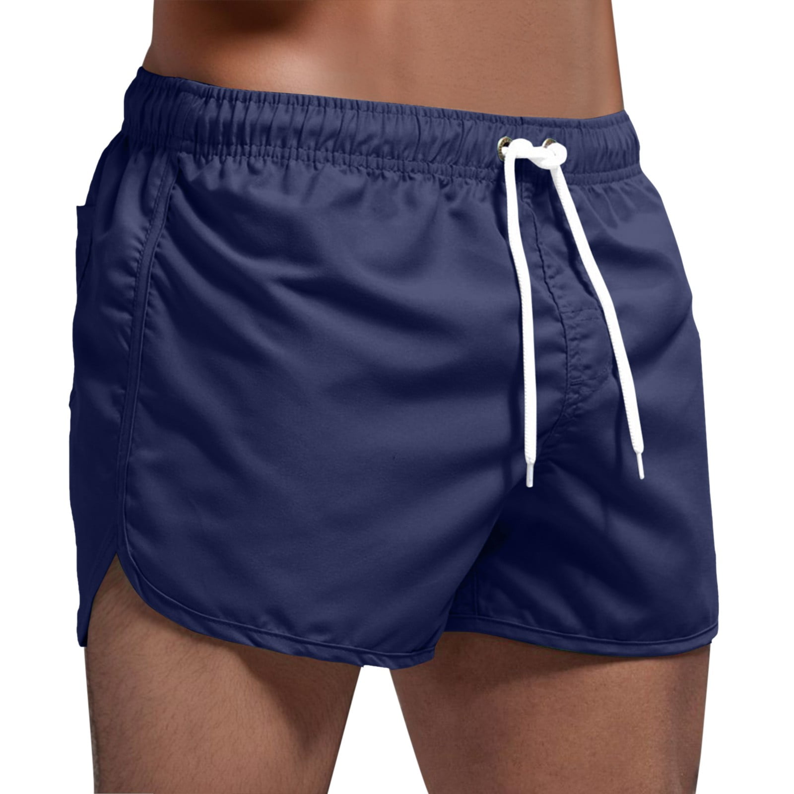 Mid Waisted Swim Board Shorts Side Splits Swimming Bottoms Quick Dry ...