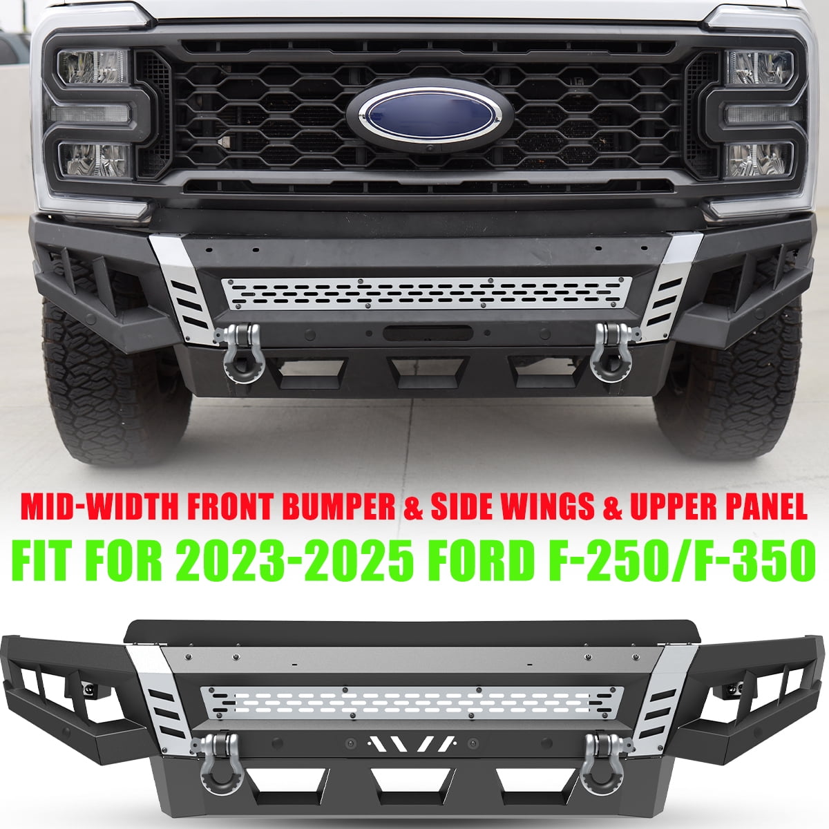 Mid-Width Front Bumper & Side Wings & Upper Panel Fit for 2023-2025 ...