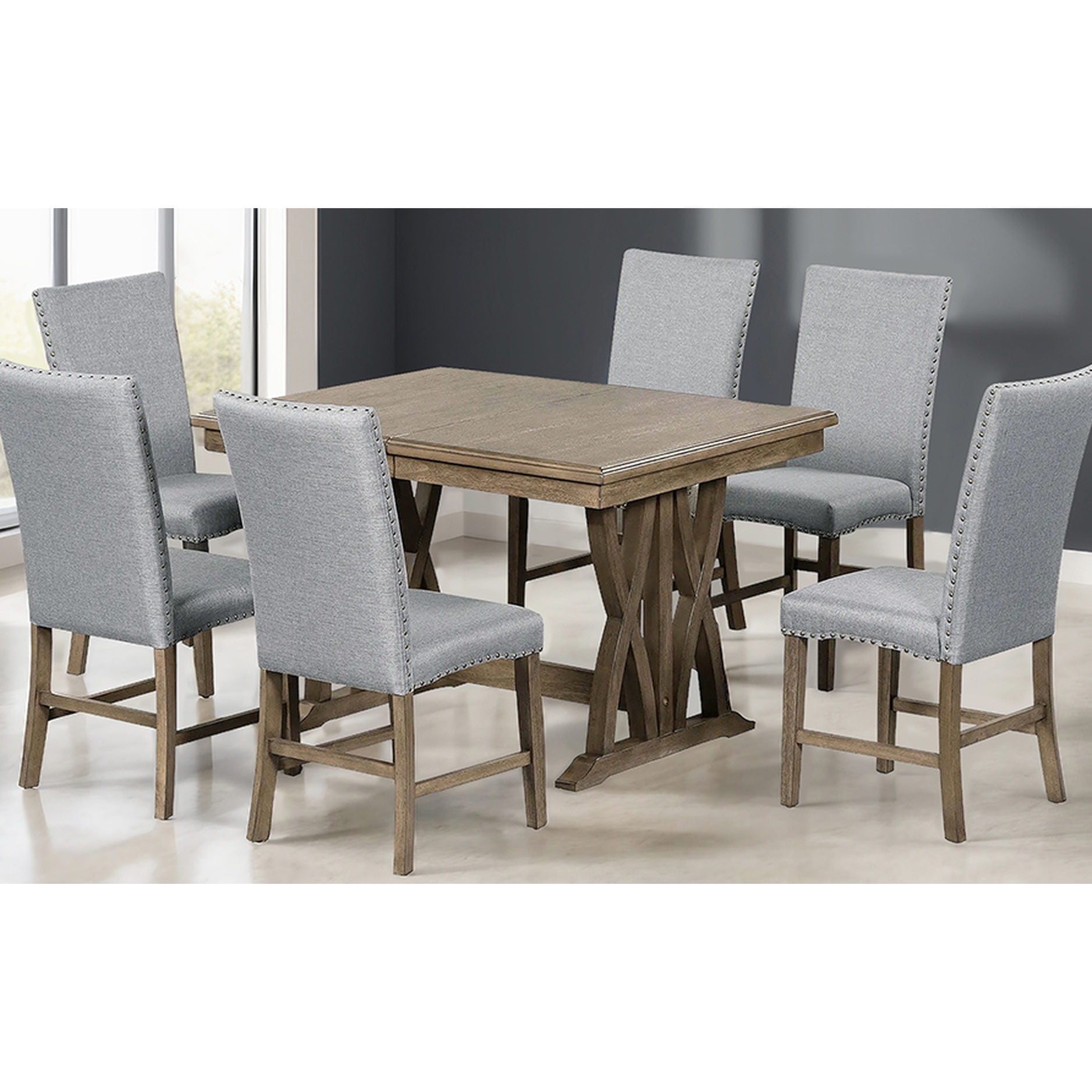 Mid-century 6-seater dining set with solid wood construction and dot ...