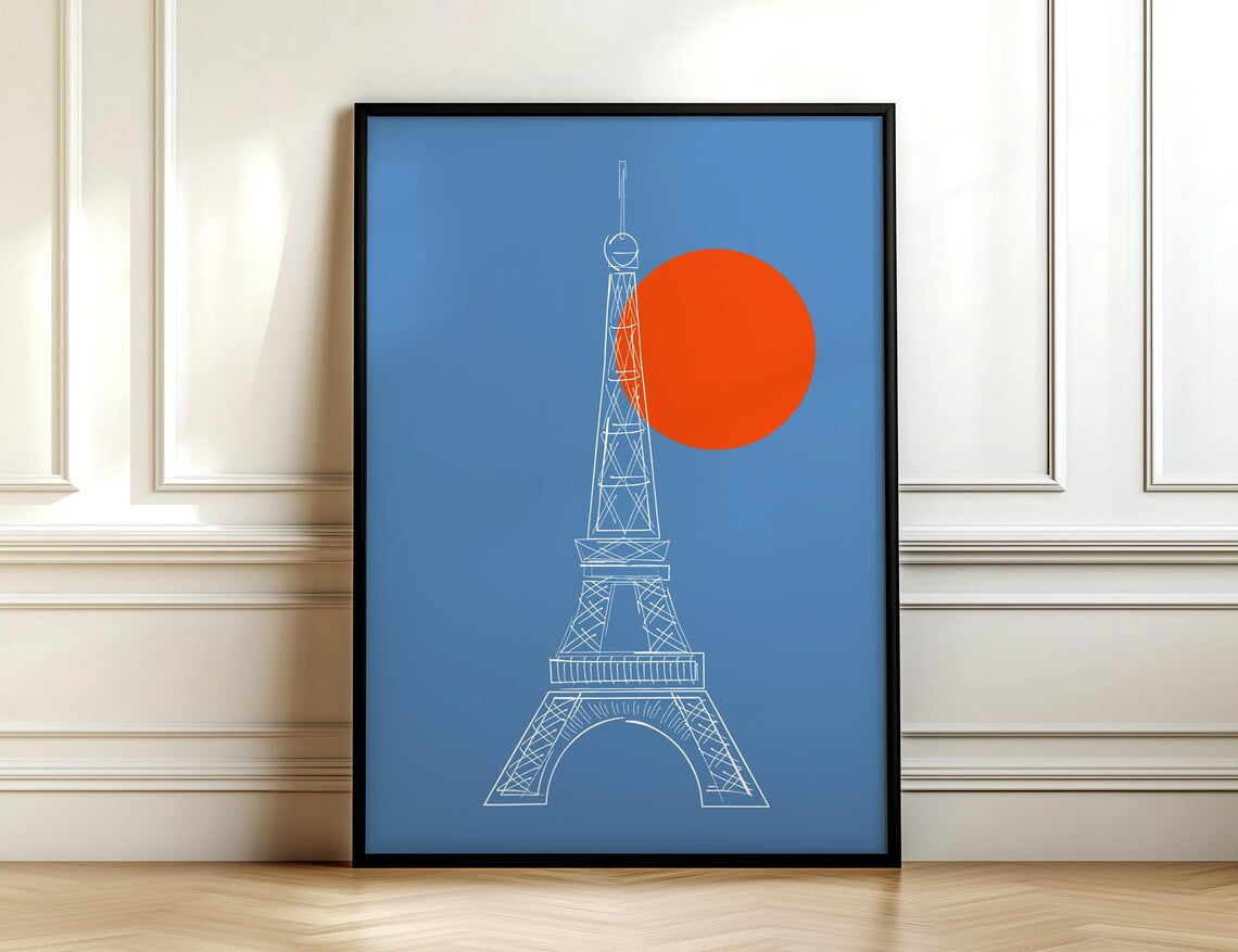 Mid century Eiffel Tower Paris architecture Vintage french wall ...