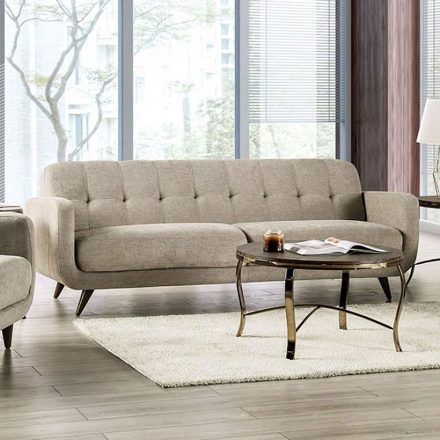Mid-century Modern Beige Living Room Set 3pcs FOA Siegen - Walmart.com