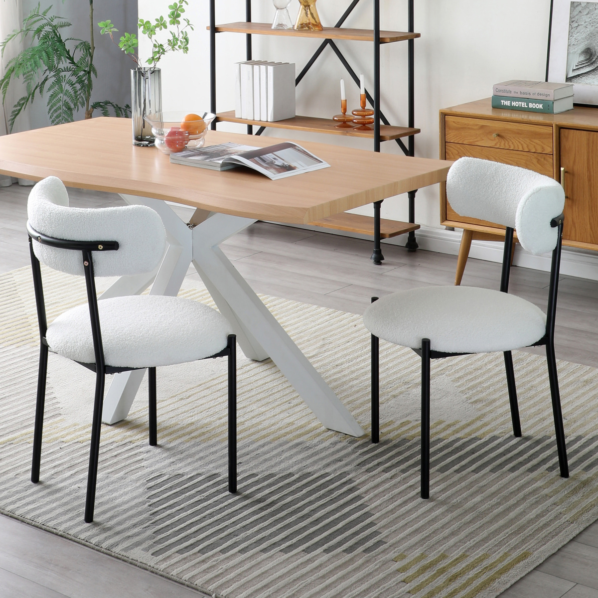 Mid-century Modern Dining Chairs Set of 2, Round Upholstered Dining ...