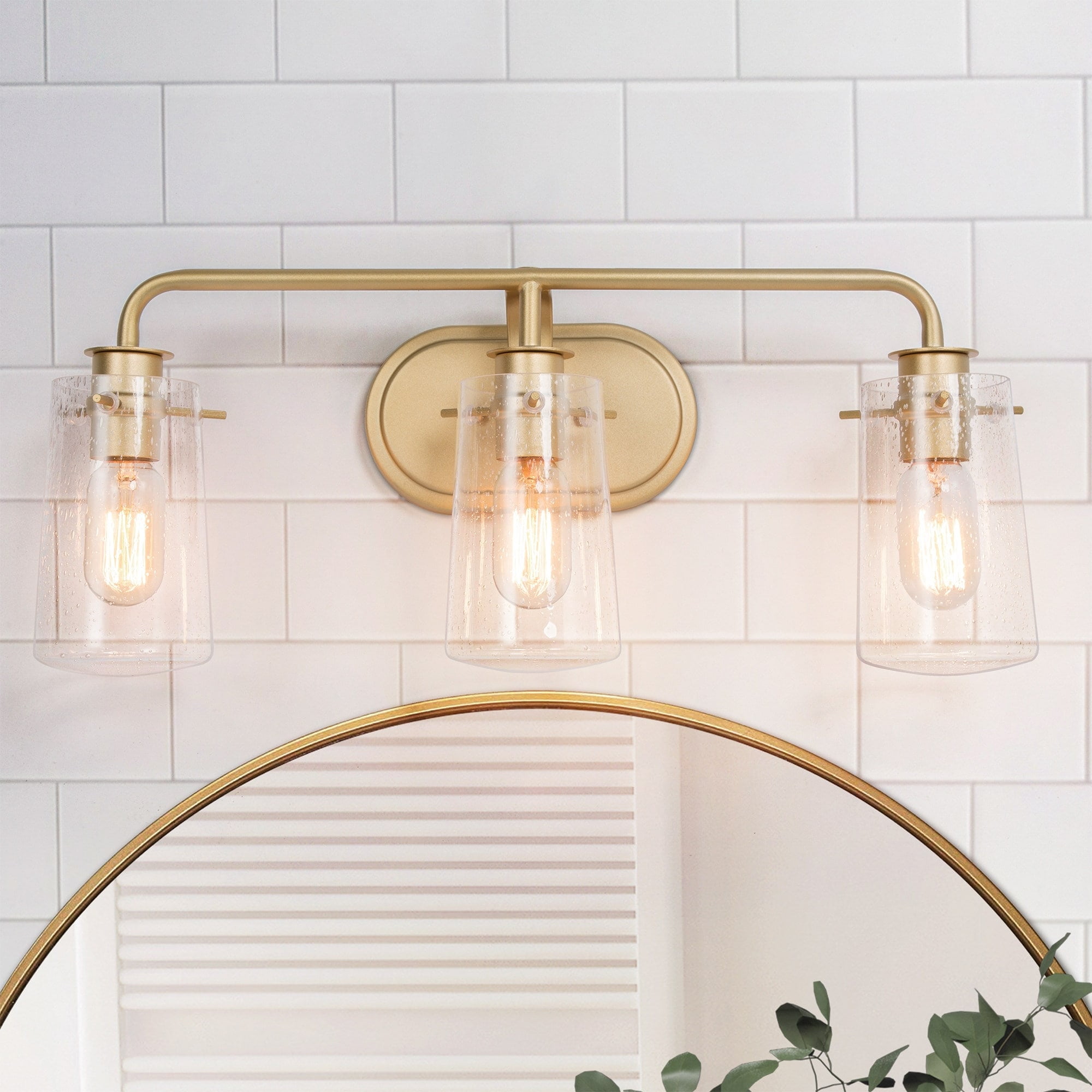 Mid-century Modern Bathroom Light 2-Light Gold Bathroom Vanity Light ...