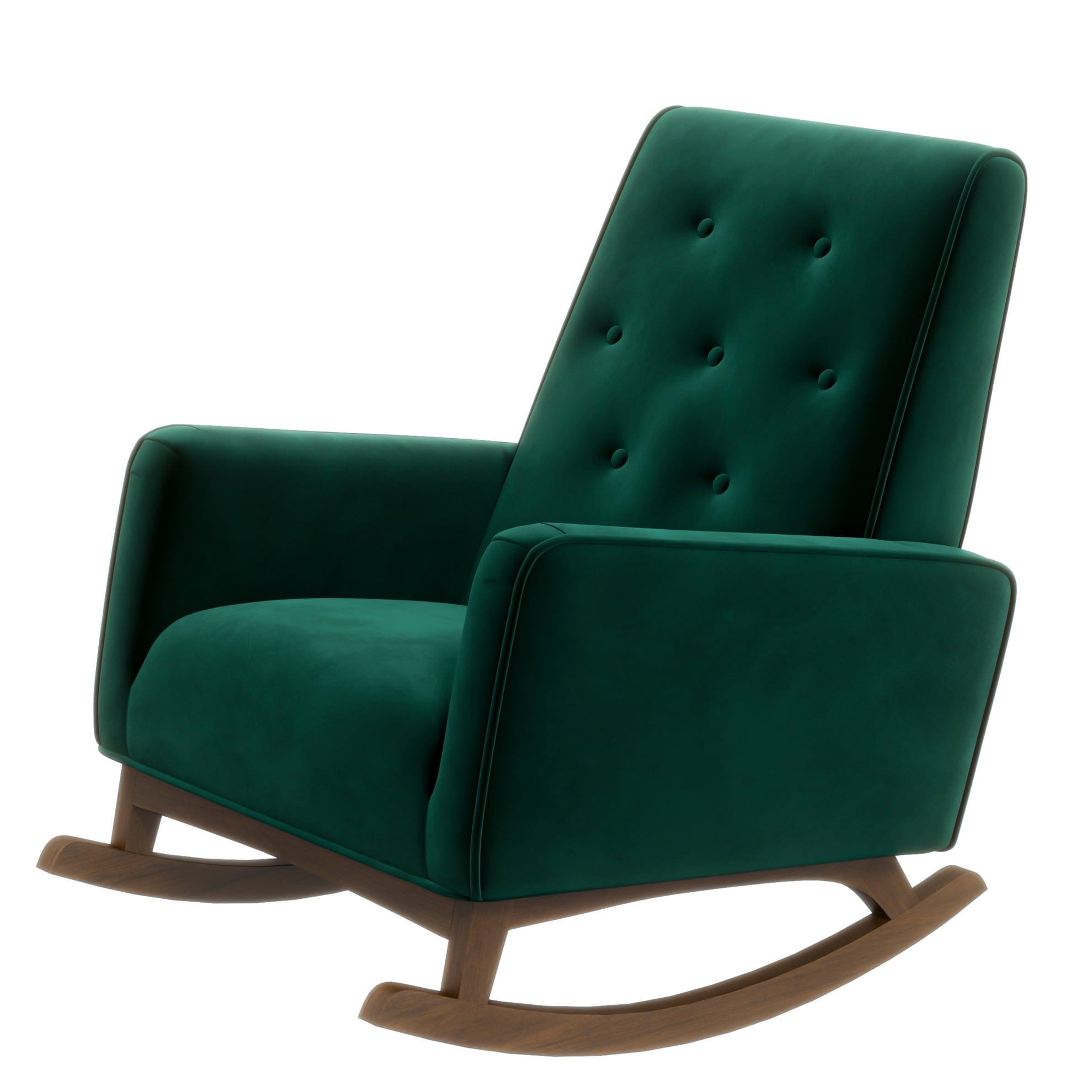 Mid-century Modern Rocker With Solid Wood And Microfiber Fabric ...