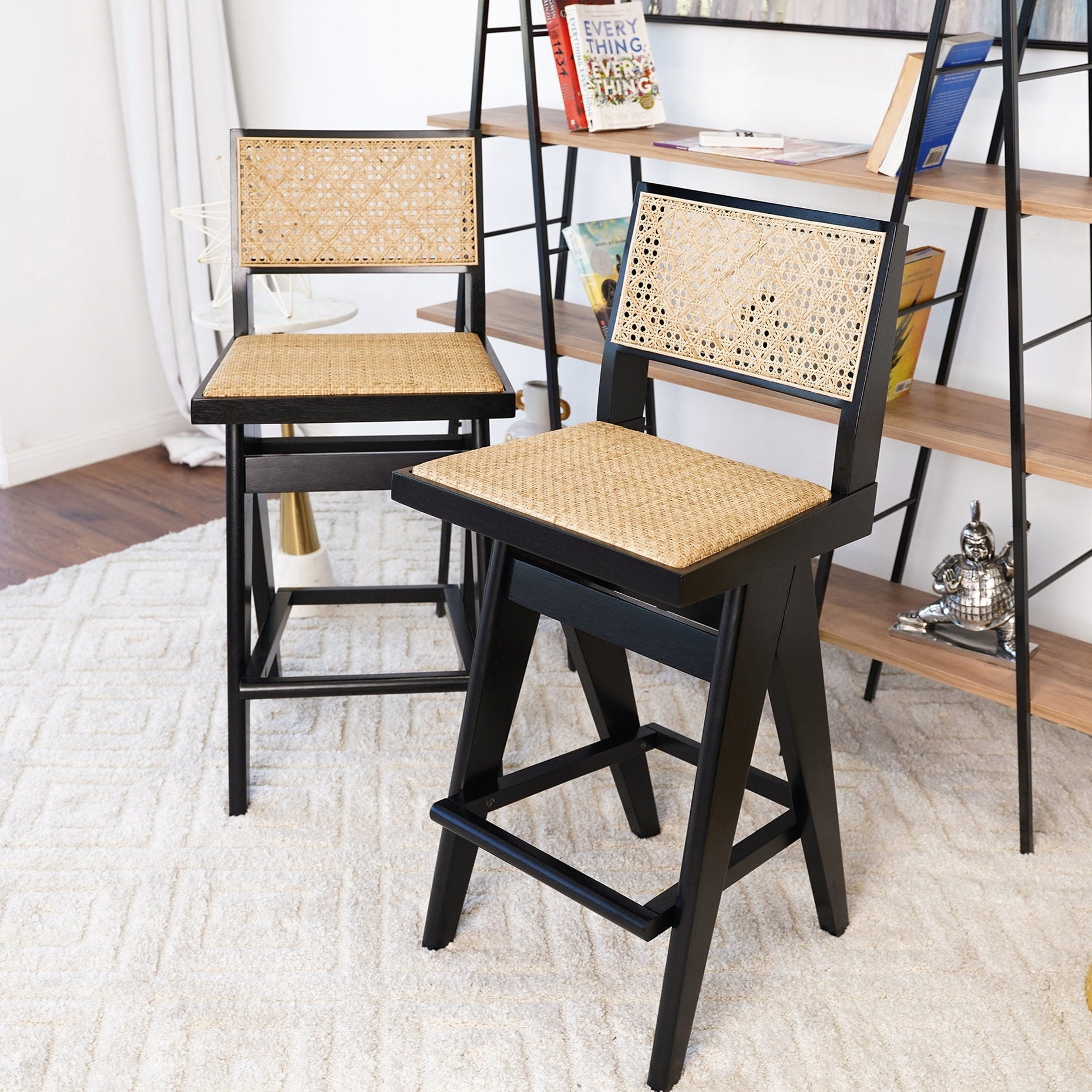 Mid - century Style Bar Stools (Set of 2) | For Home Bar and Gathering ...