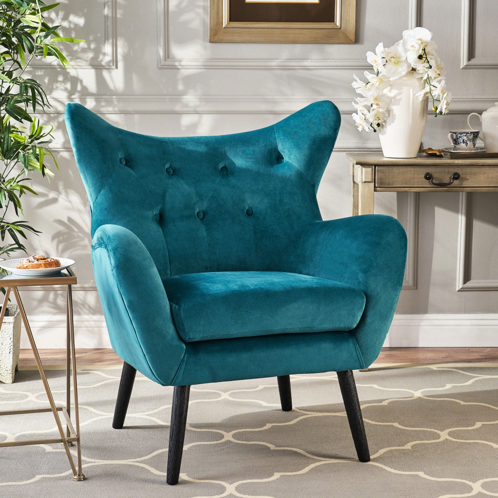 Mid - century Upholstered Teal Arm Chair / Bring Style to Your Home ...