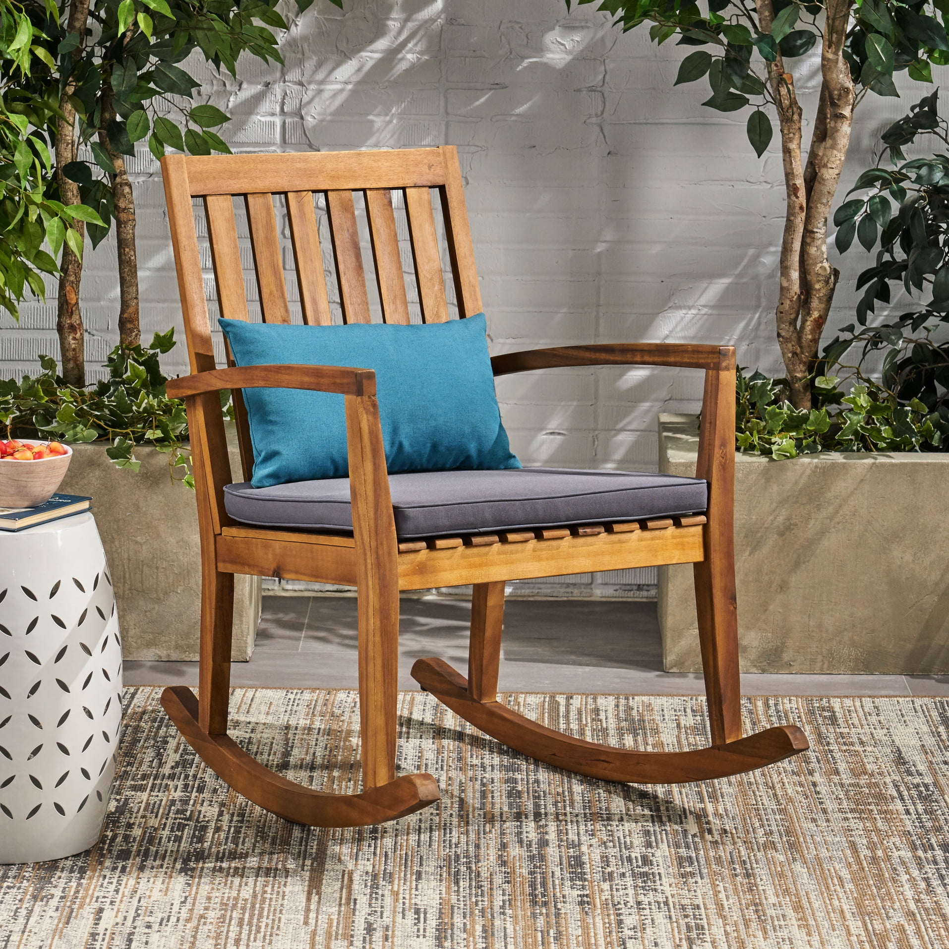 Mid-century Wood Rocking Chair, Removable Cushion, Comfort Furniture ...