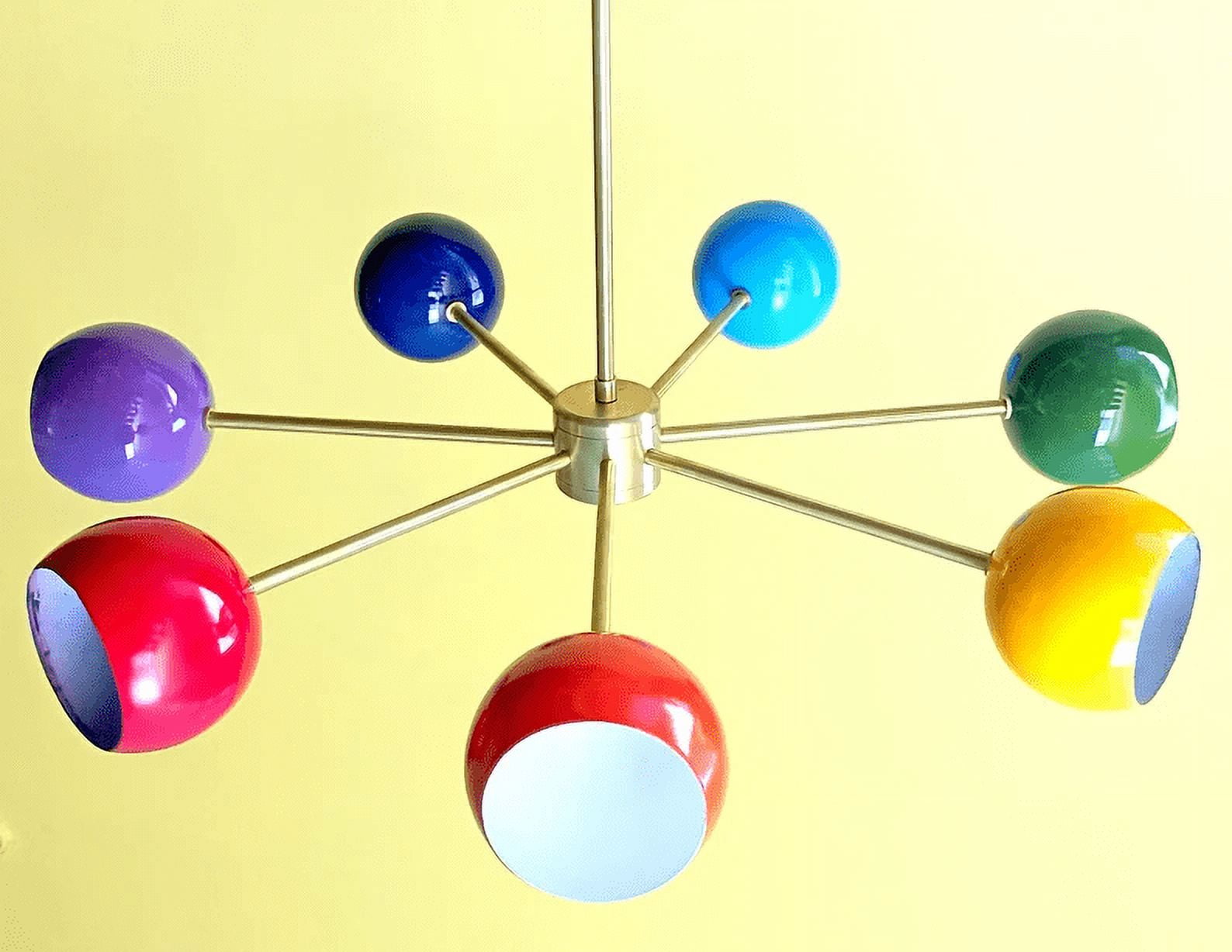 Mid century design multicolored Eyeball Shades Brass Chandelier Rainbow ...