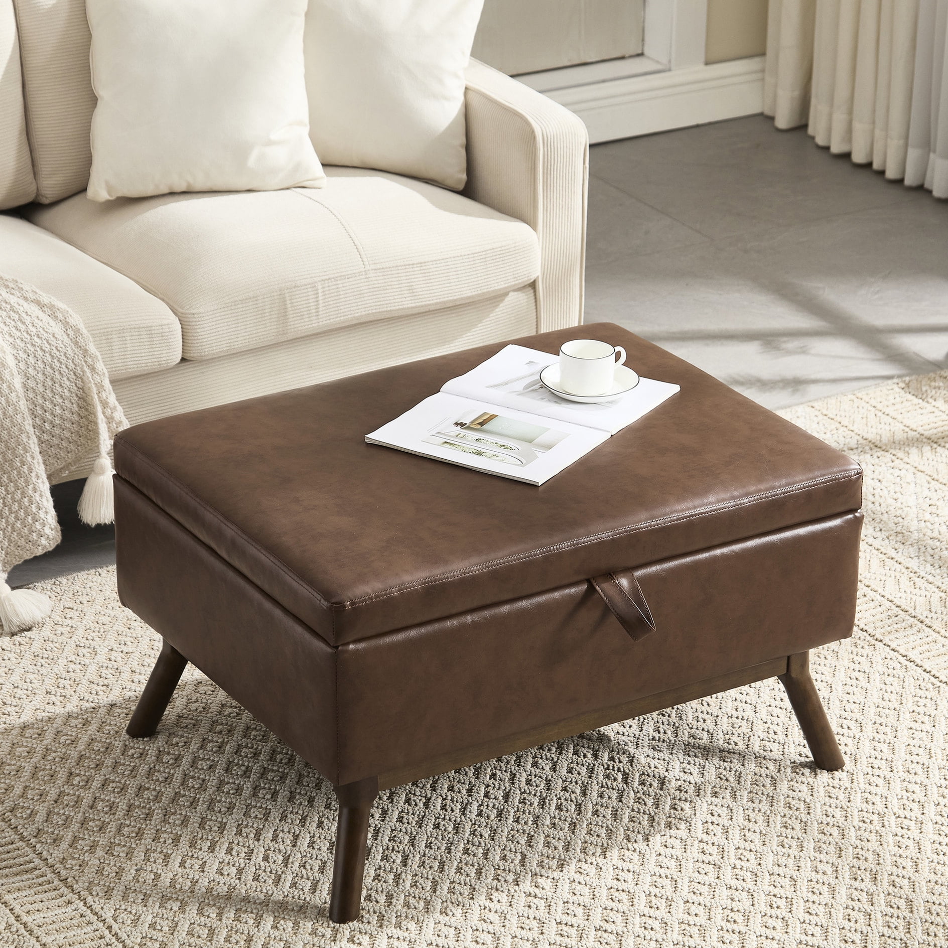 Mid-century modern coffee table storage bench assembled suitable for ...