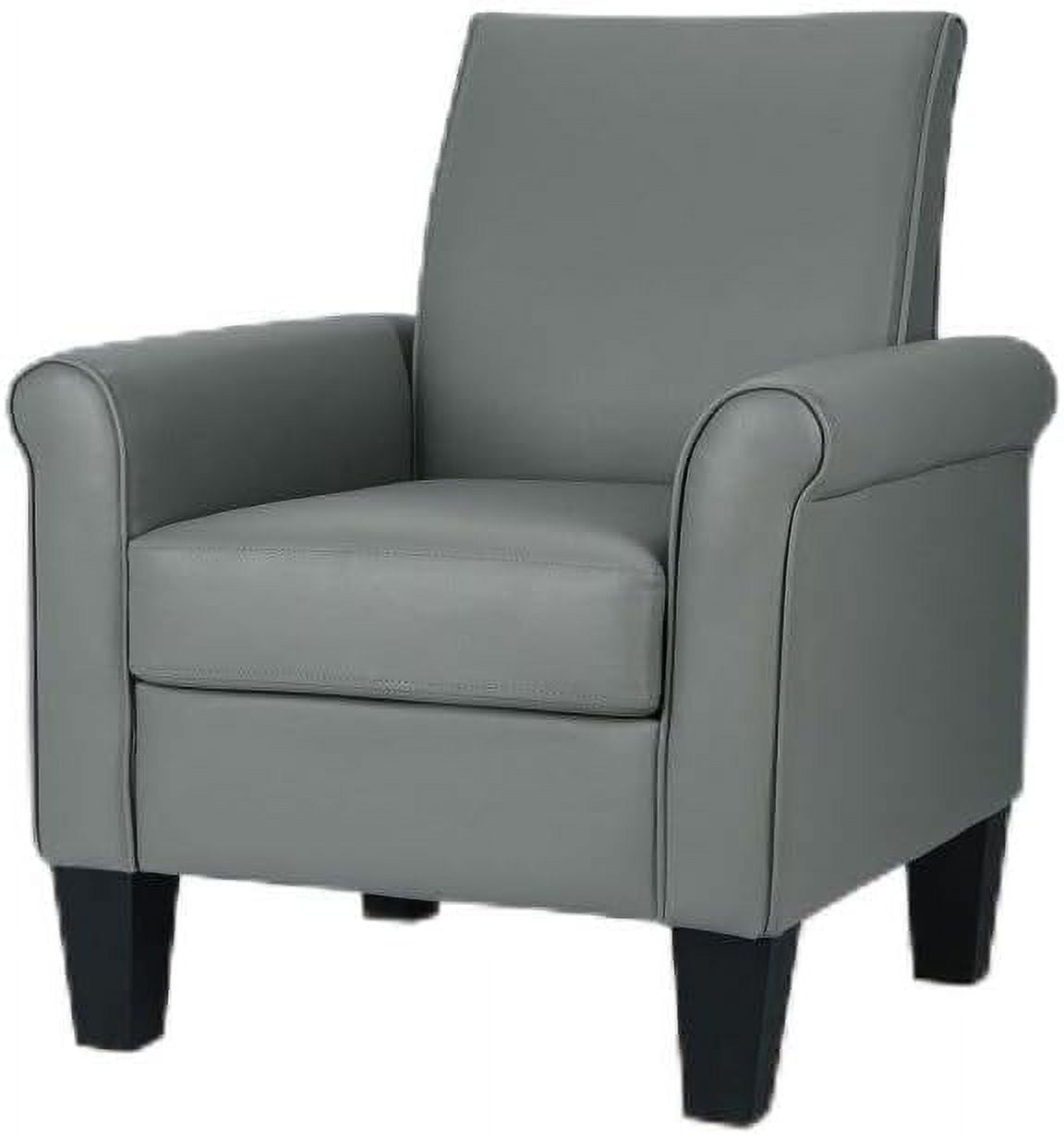 Mid century modern leather accent chair, comfortable overstuffed ...