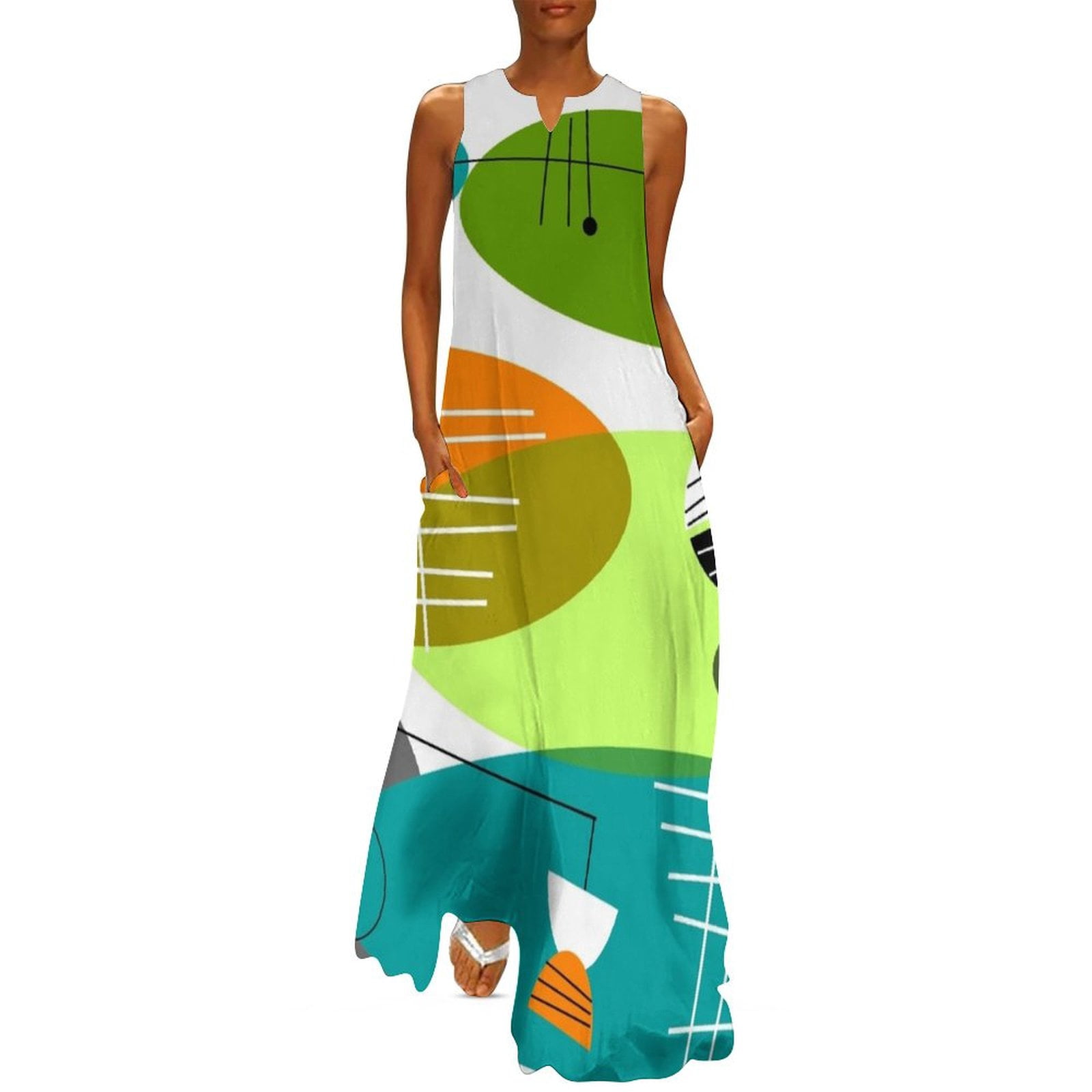 Mid-century modern ovals Long Dress dresses summer woman 2025 ...