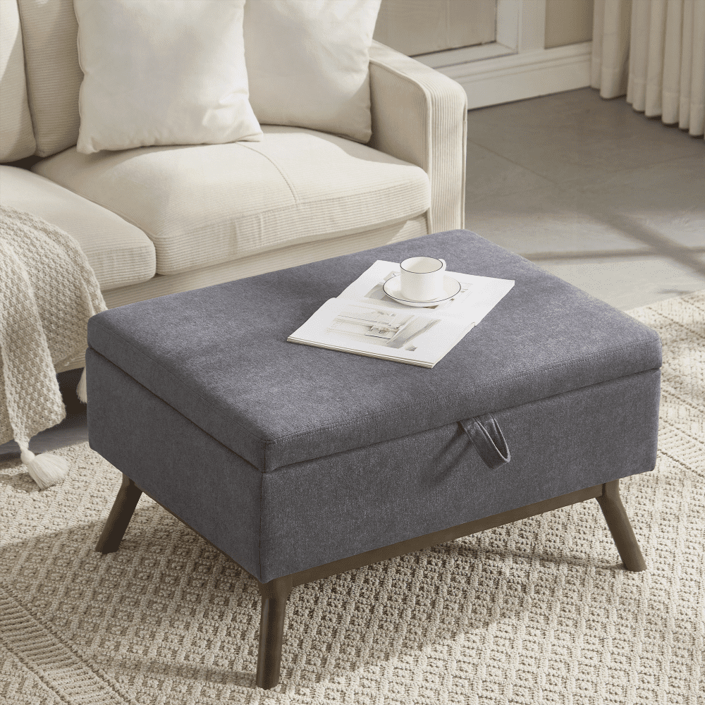 Mid-century modern square coffee table storage bench, assembled, for ...