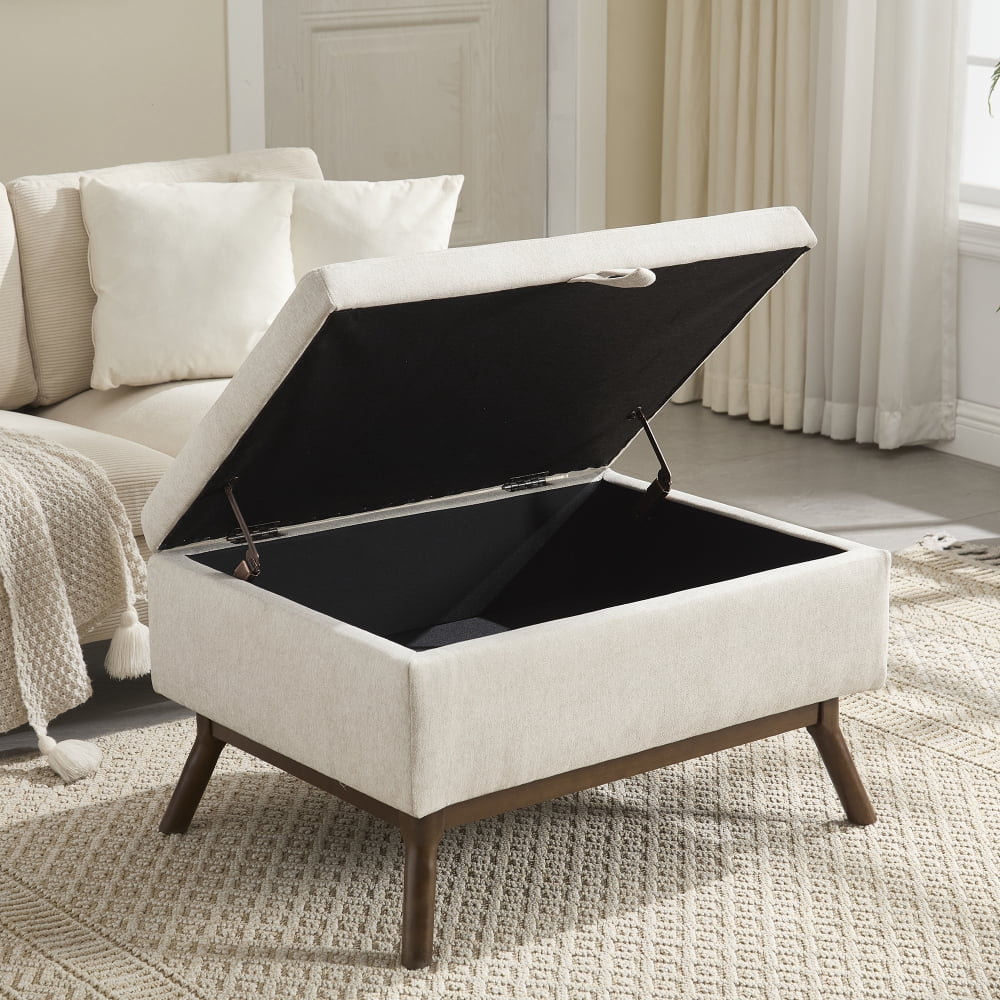 Mid-century modern square coffee table storage bench, assembled ...