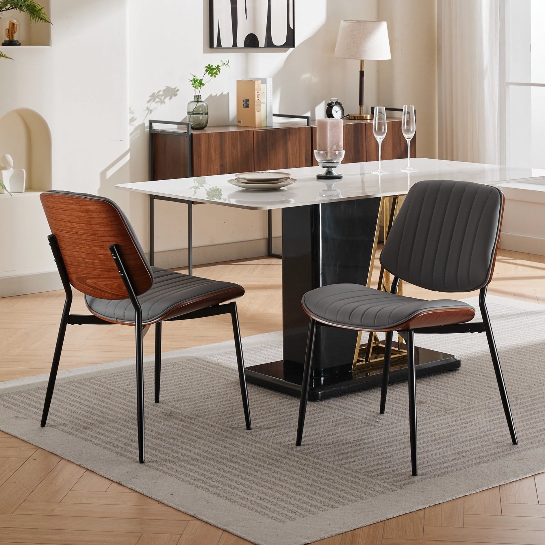 Mid-century modern, wider leg base, set of 2 - Secure dining room ...