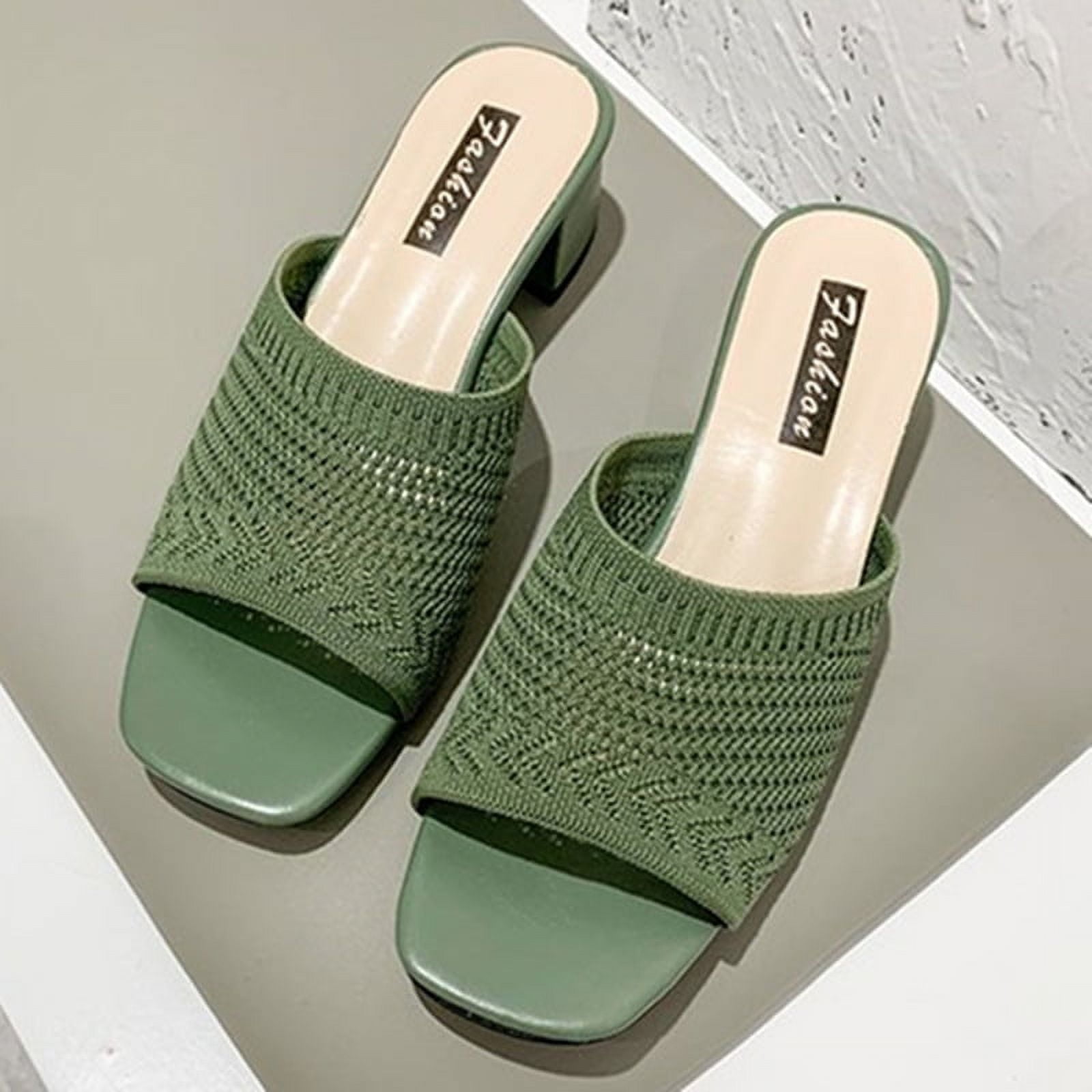 Mid-heel sandals and slippers women's Summer of flying woven outerwear ...