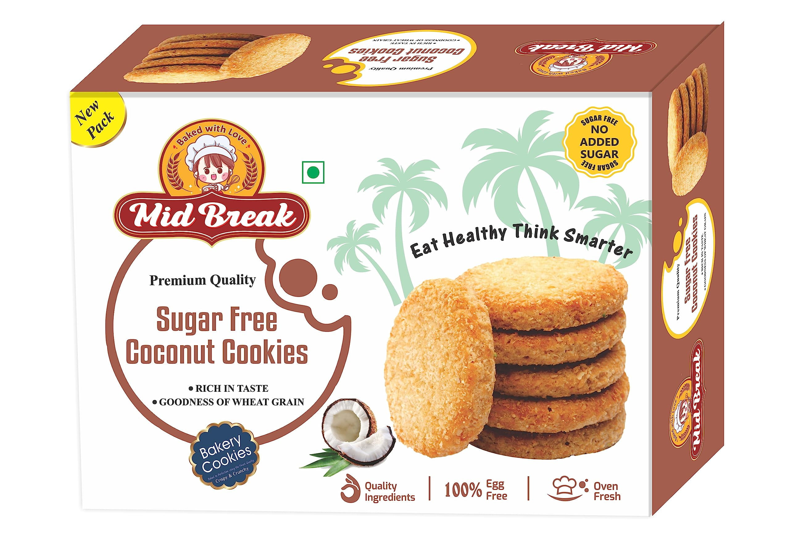 MidBreak Sugar-Free Coconut Biscuits DMF15 - High Fiber Gut-Friendly ...