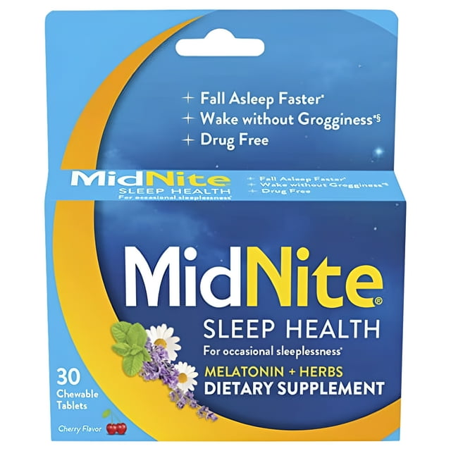 MidNite Adult Health Sleep Aid Supplement, 1.5mg Melatonin + Herbs, 30 ...