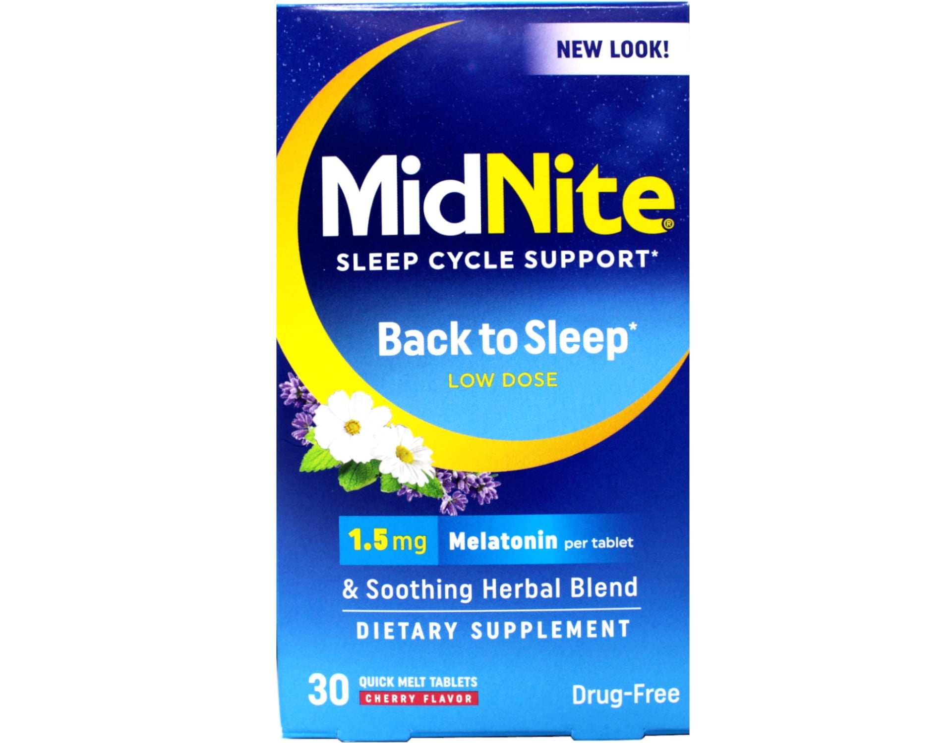 MidNite Nighttime Pills, Drug-Free Sleep Aid, Cherry Chewable Tablets ...