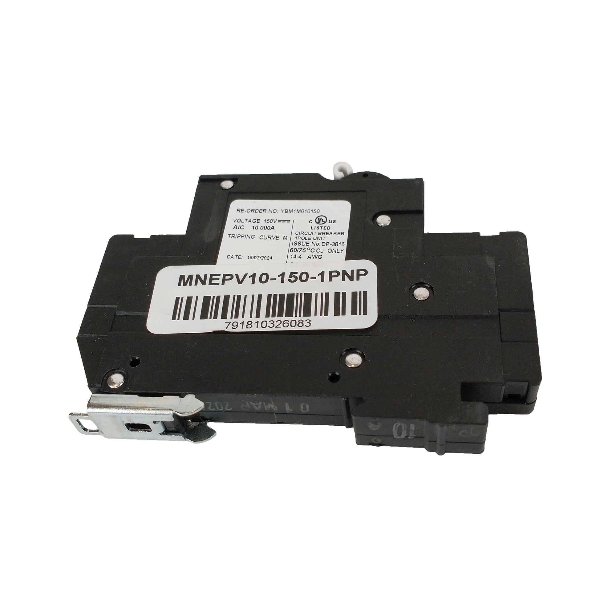 MidNite Solar Din Rail Mount Circuit Breaker 10 Amp 150 Volts 1 Pole ...