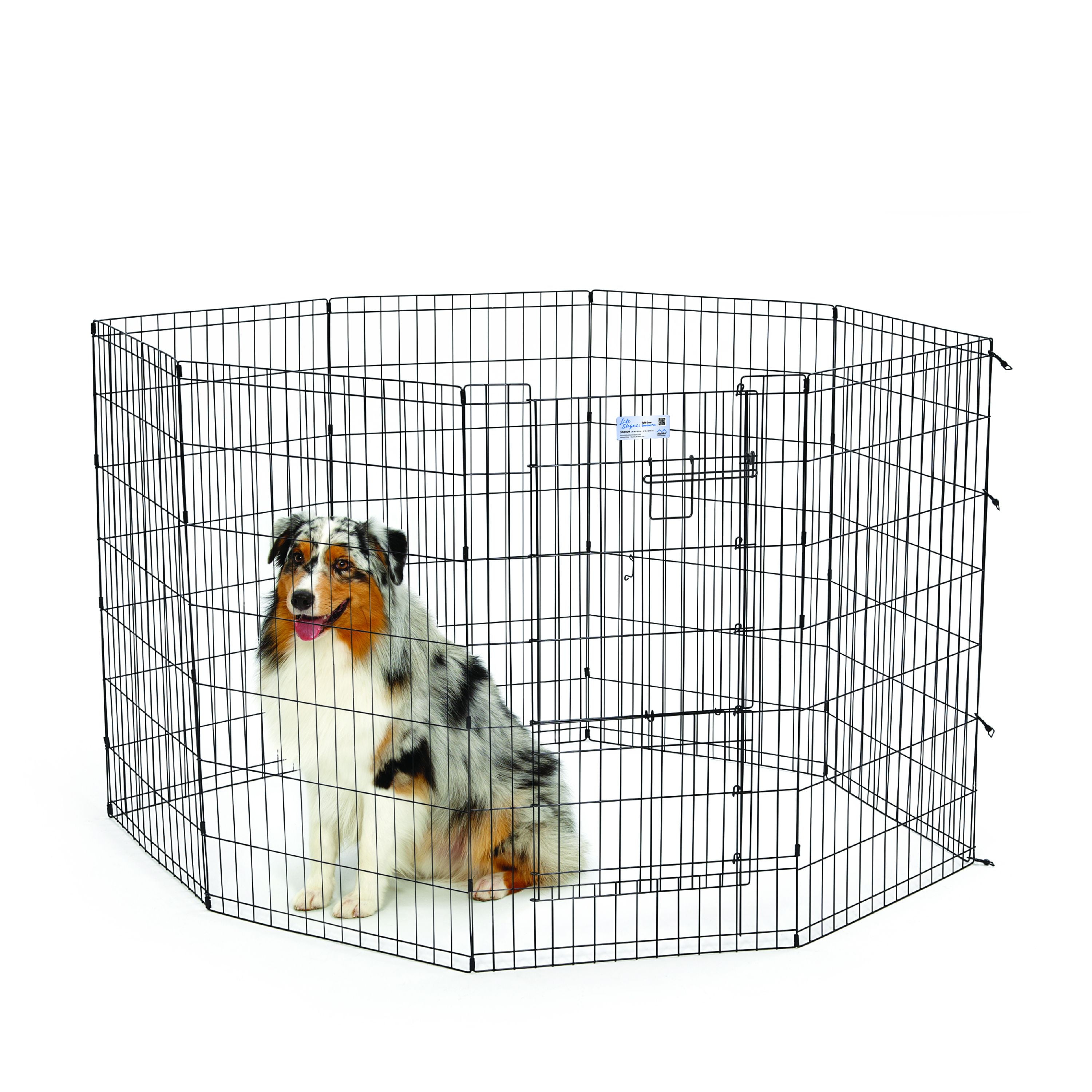 MidWest 8 Panel Black Exercise Pen with MAX Lock Door - Walmart.com