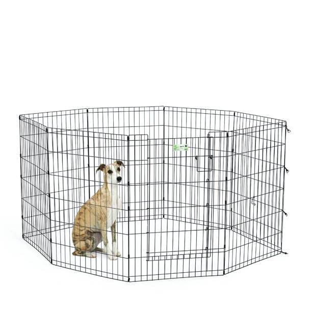 MidWest 8 Panel Black Exercise Pen with MAX Lock Door - Walmart.com