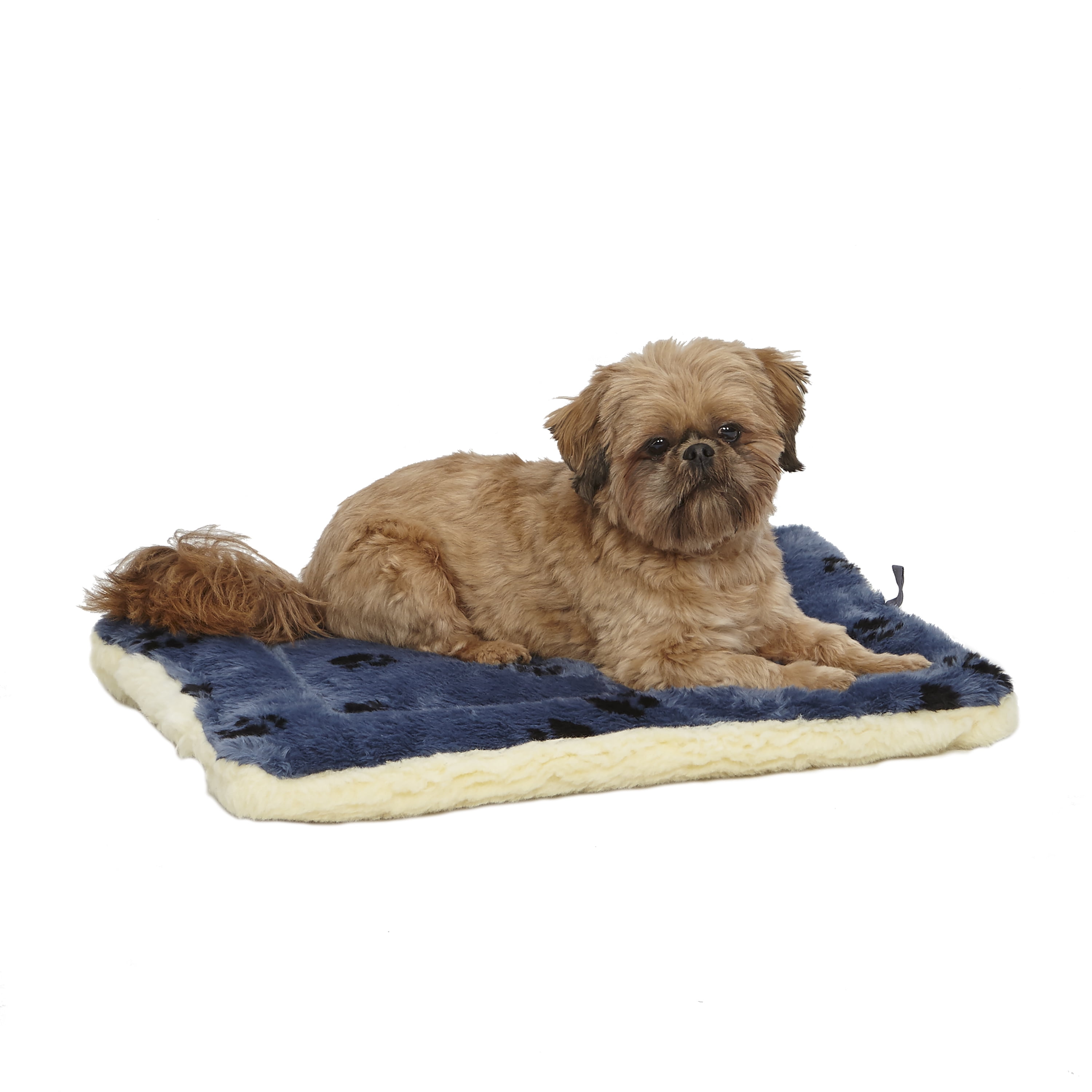 MidWest Homes for Pets, Blue Paw Print Reversible Fleece Dog Bed ...