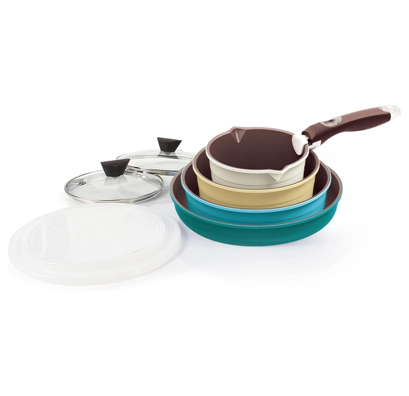 Midas 9pc Nonstick Ceramic Cookware Set, Free Kitchenware with Saucepan ...