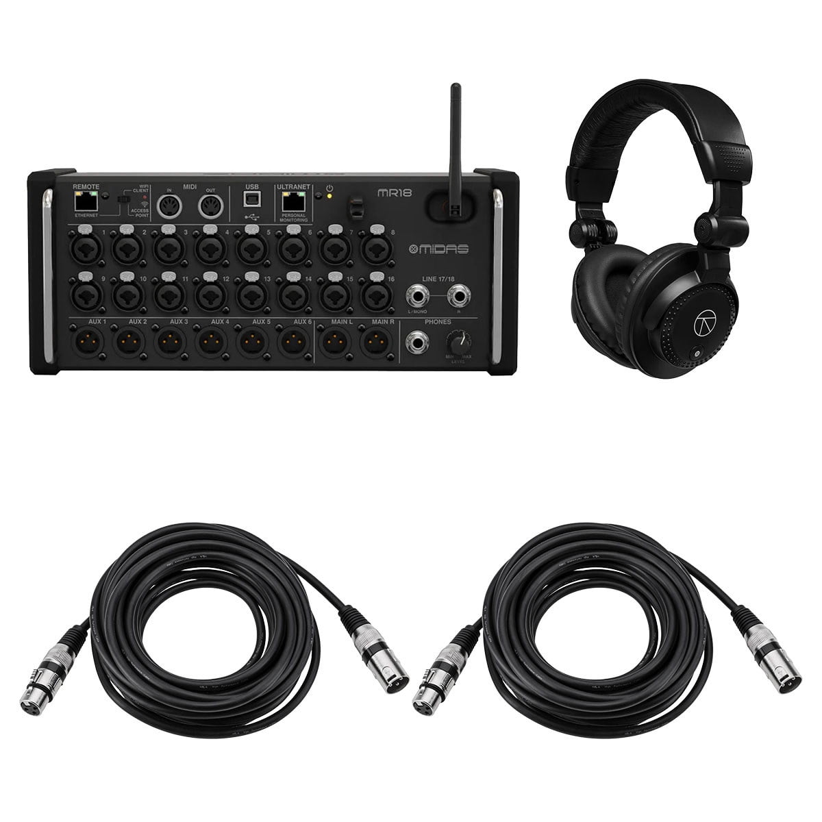 Midas MR18 18-Input Digital Mixer with Wi-Fi and USB Recorder for iPad ...