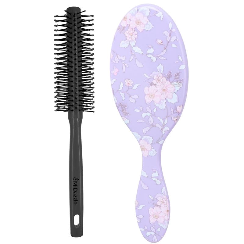 Midazzle Premium Grey Round Hair Brush MIHB0034 With Premium Lavender ...