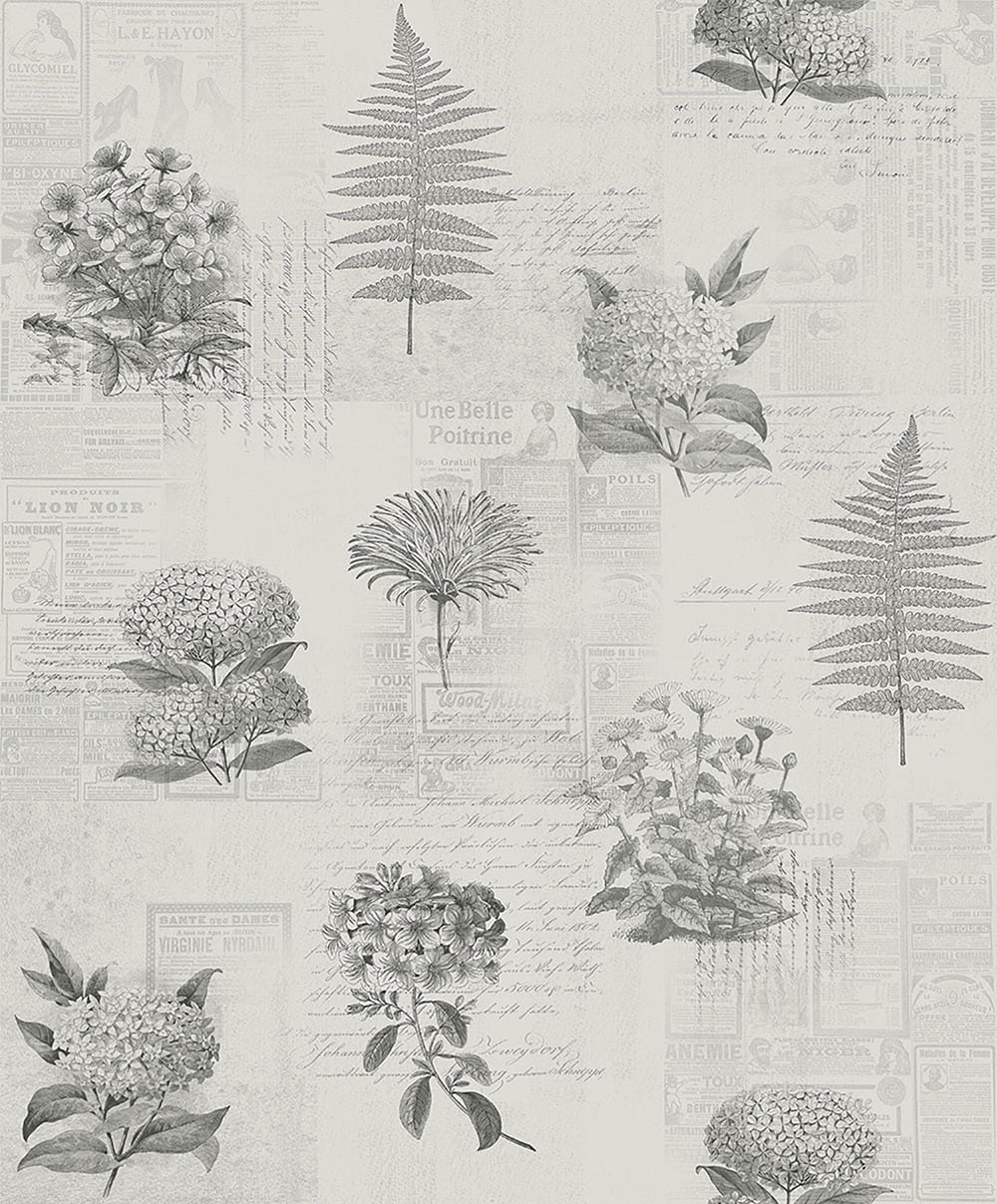 Midbec Mixed Flowers Grey Field Notes Wallpaper, 20.5-in by 33-ft, 56. ...