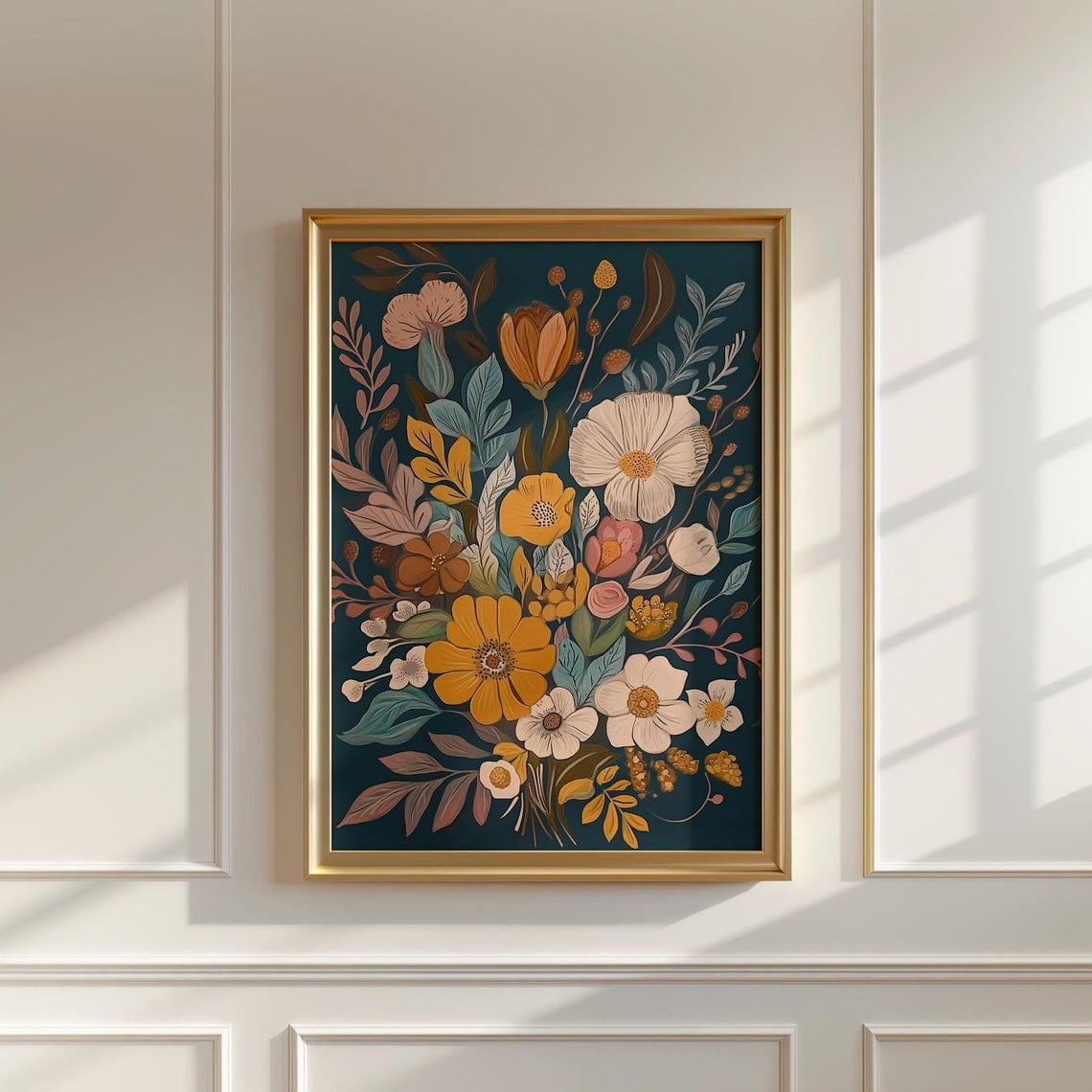 Midcentury Modern Boho Floral Art, Abstract Flower Bouquet Poster ...