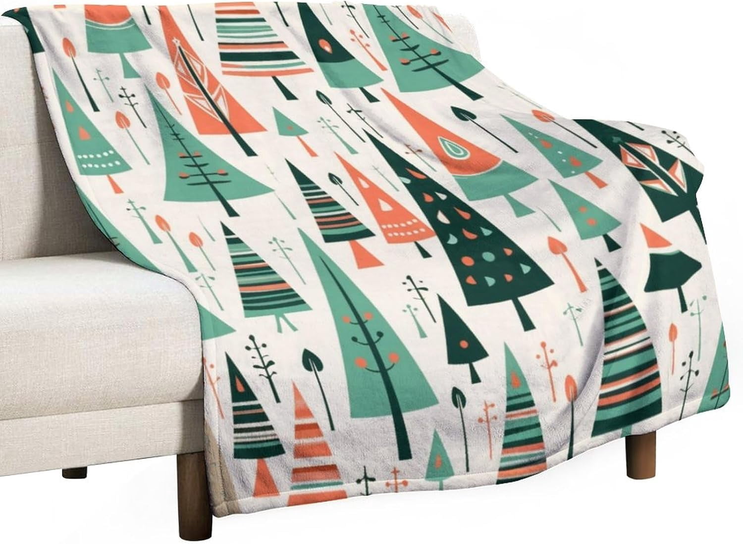 Midcentury Modern Christmas Trees Blanket Hello Winter Holiday Throw ...