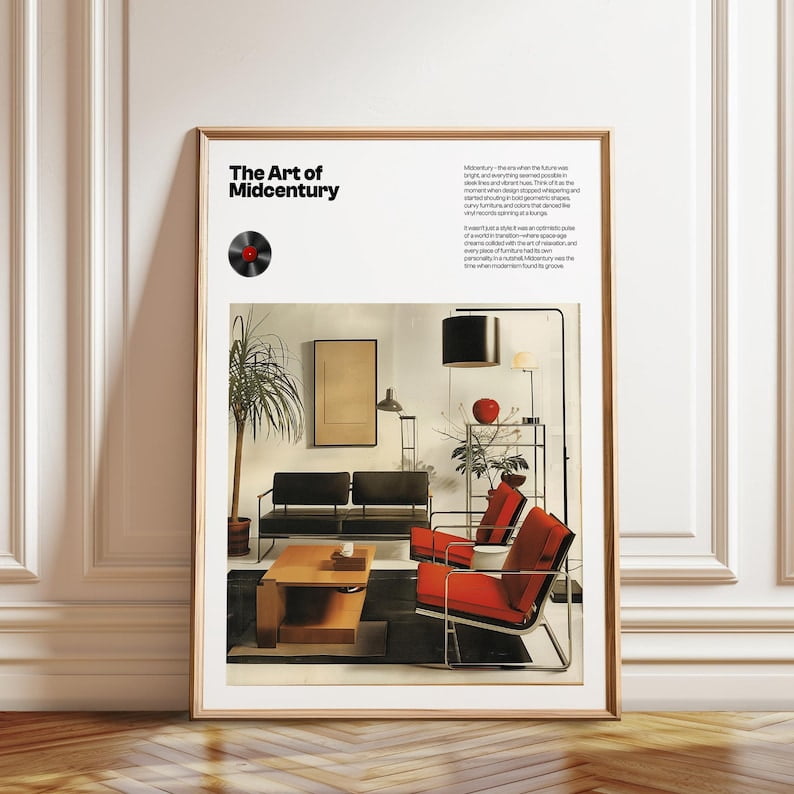 Midcentury Modern Interior Poster - Bauhaus Inspired Aesthetic Wall Art ...