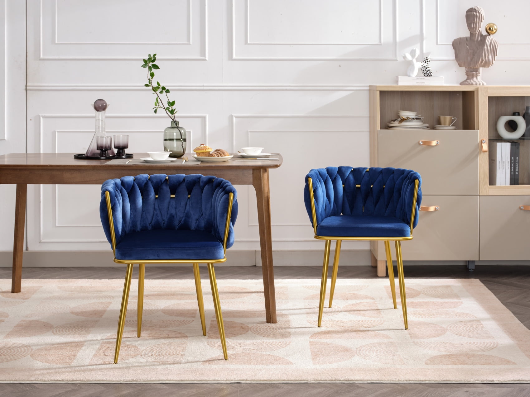 Midcentury Modern Makeup Vanity Chairs Set of 2, Velvet Accent Chair ...