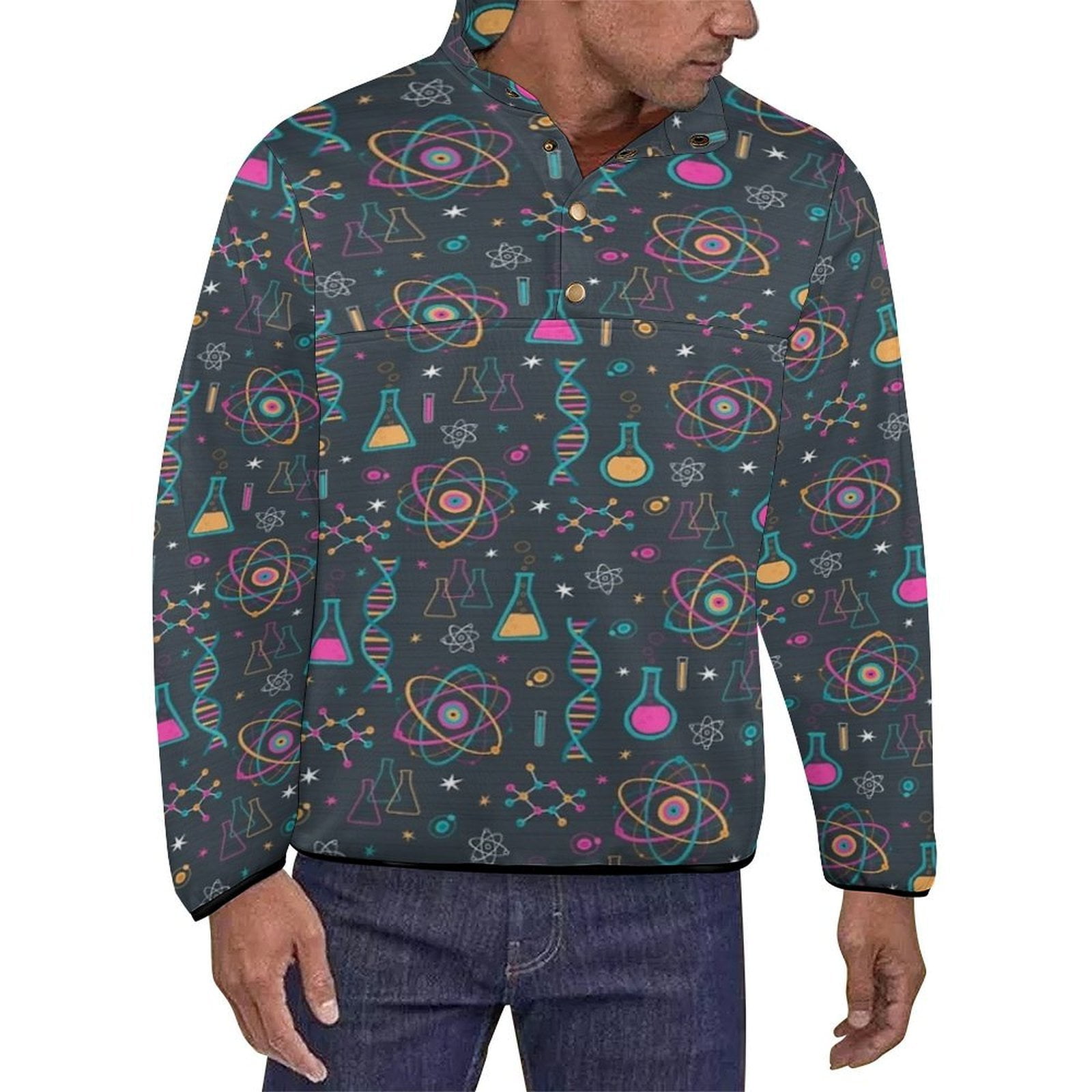 Midcentury Modern Science Men's Stand Collar Sweater Long Sleeve ...