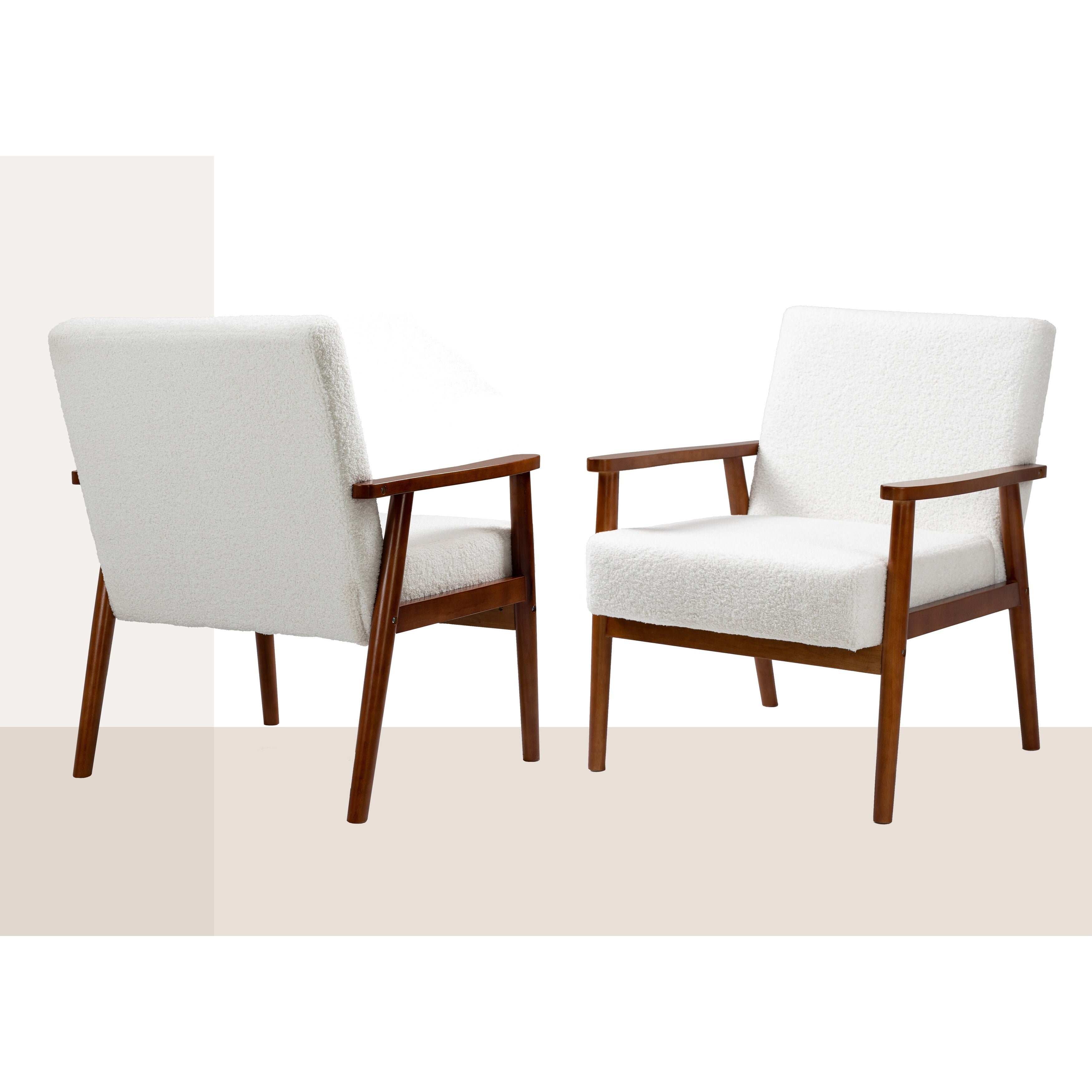 Midcentury Modern Solid Wood Upholstered Armchairs - SET OF 2 Arm ...