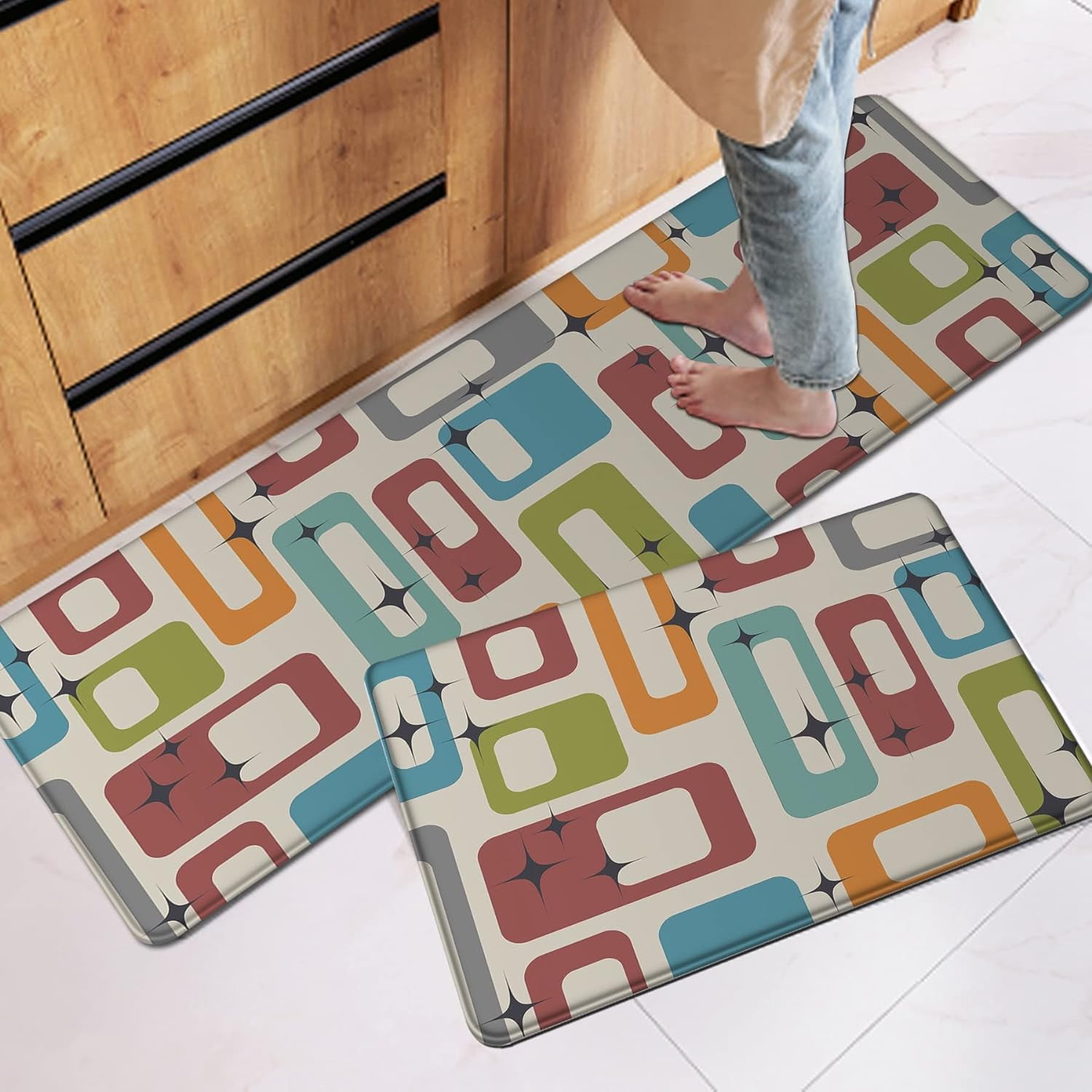Midcentury Retro 70s Kitchen Rugs Set of 2 Modern Retro Colors ...