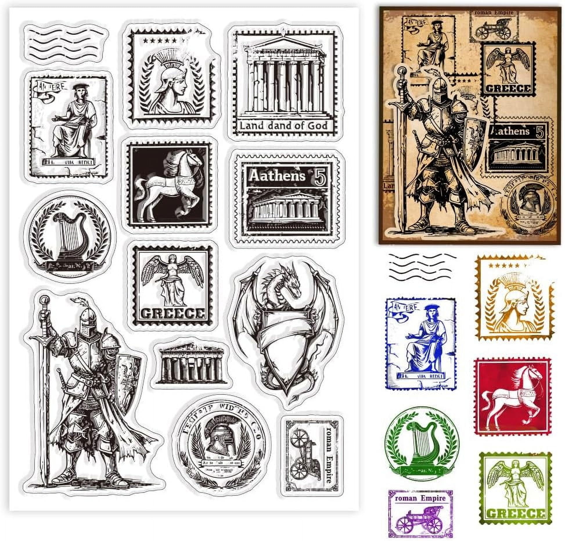 Middle Ages Postage Clear Stamps Knight Dragon Silicone Clear Stamp ...