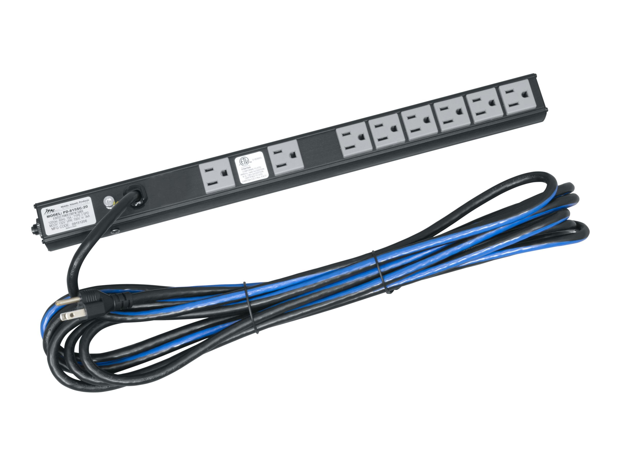 Middle Atlantic High-Density Slim Power Strip PD-815SC-NS - Power ...