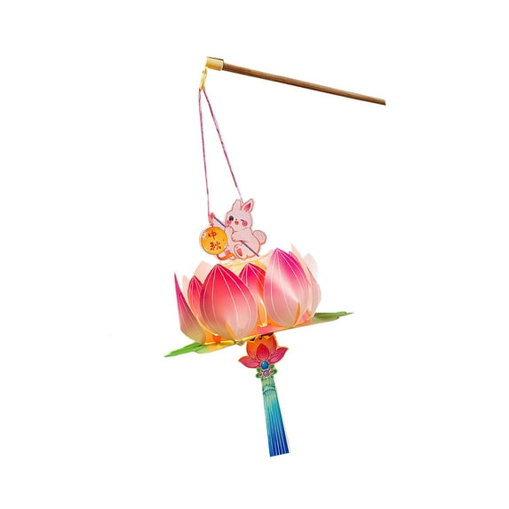Middle Autumn Festival Paper Lamp Handmade Craft With Rabbits Lotuses ...