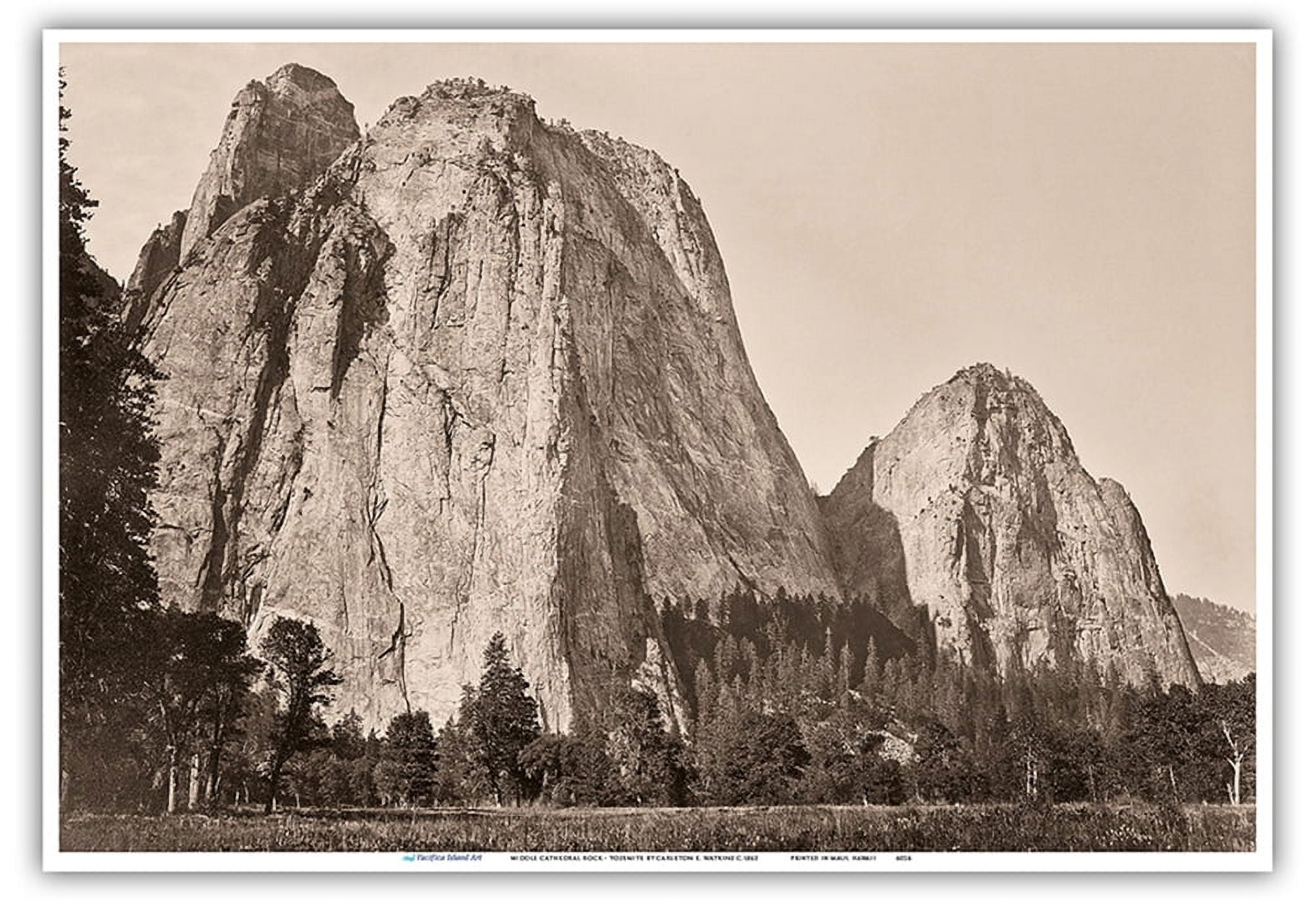 Middle Cathedral Rock - Yosemite Valley California - Vintage B&W ...