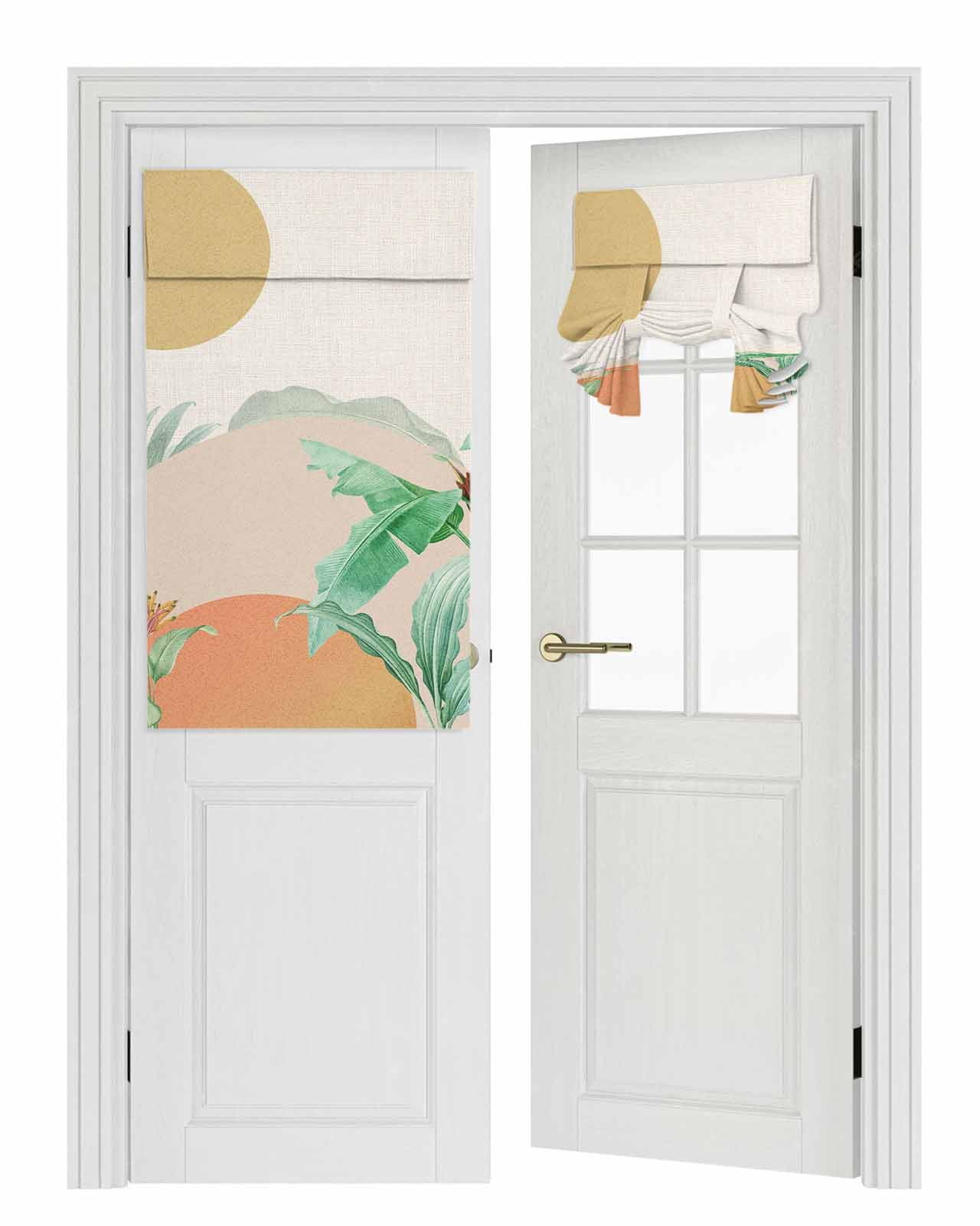 Middle Century Boho French Door Curtain Privacy Blackout Door Curtains ...