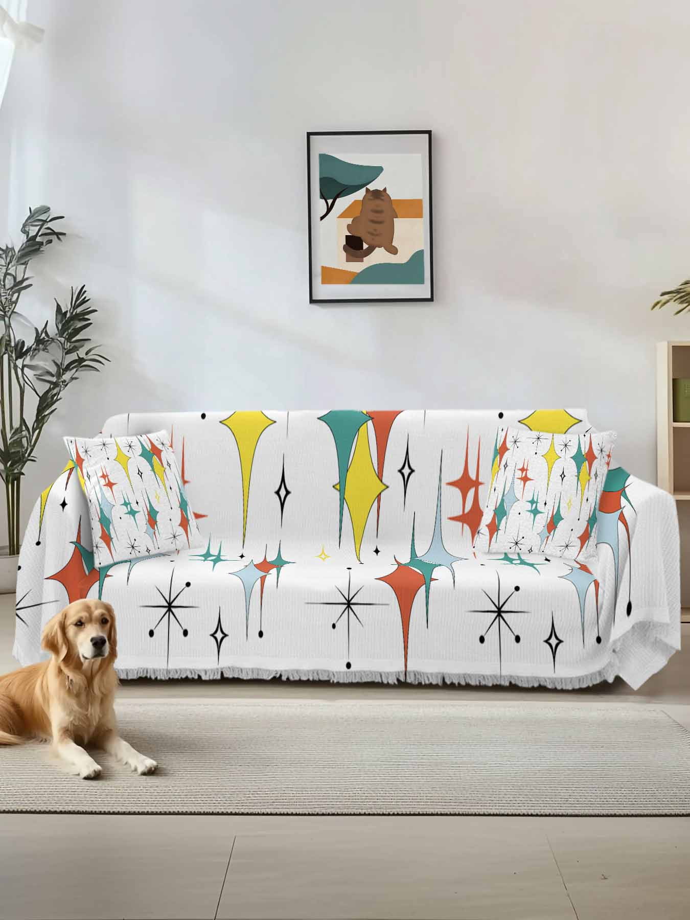 Middle Century Couch Cover Sofa Covers 3 Cushion Sectional Couch, Boho ...