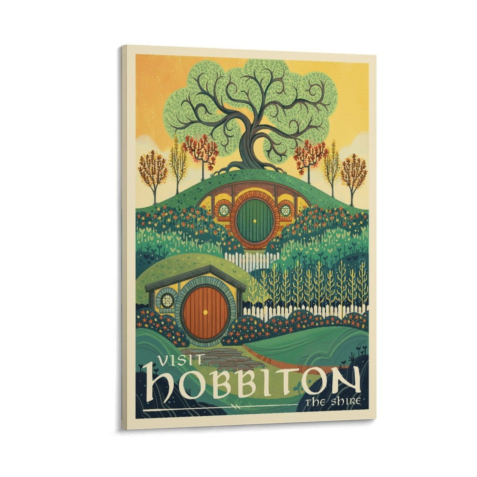 Lord of The Rings Retro Travel Poster Hobbiton Wall Art Picture ...