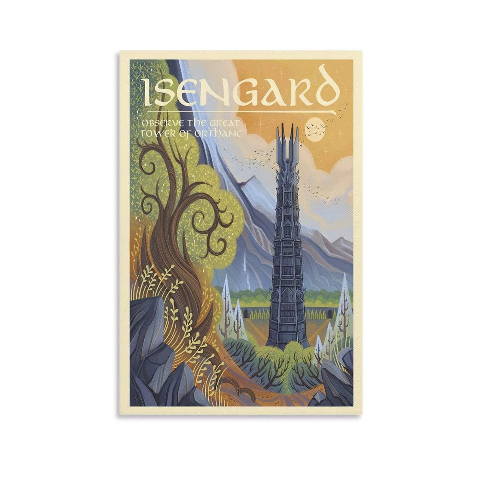 Middle Earth Lord of The Rings Vintage Travel Poster-Isengard Wall Art ...