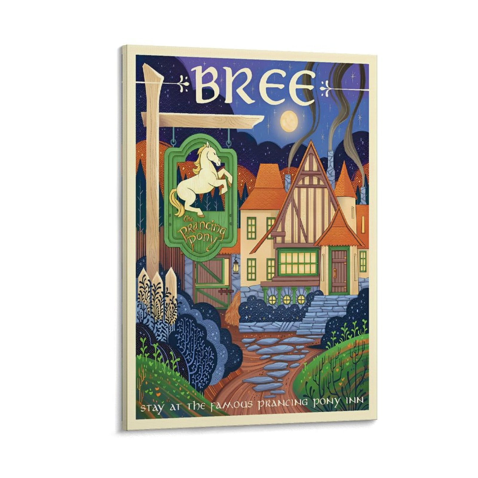 Middle Earth Lord of The Rings Vintage Travel Poster-Bree-The Prancing ...