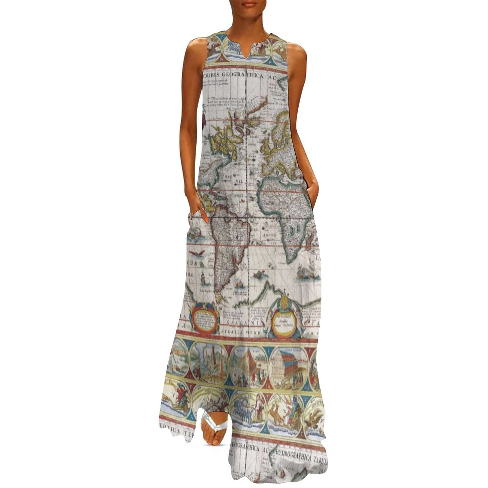 Middle Earth Map Dress Summer World Maps Print Korean Fashion Boho ...