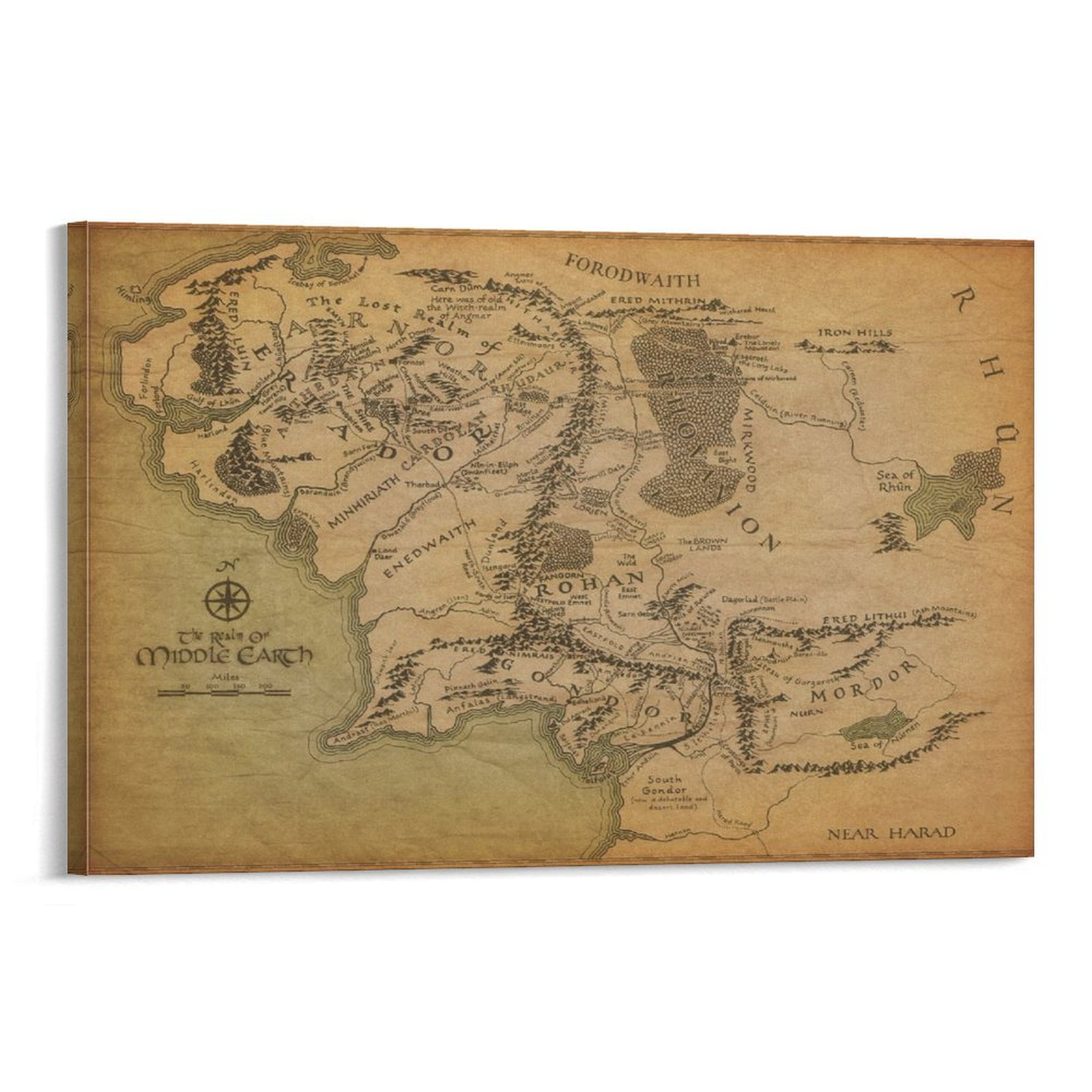 Middle Earth Map from Lord of The Rings Poster (7) Canvas Wall Art ...
