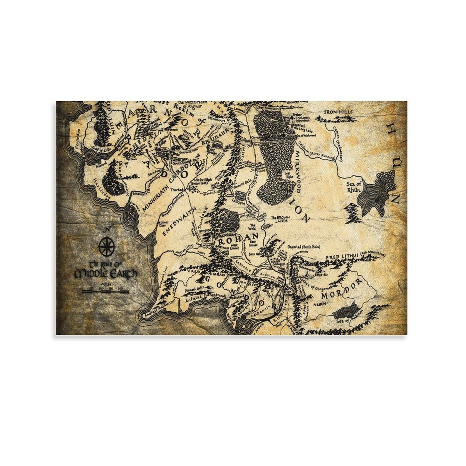 Middle Earth Map Lord of The Rings Poster (13) Posters Art Print Wall ...