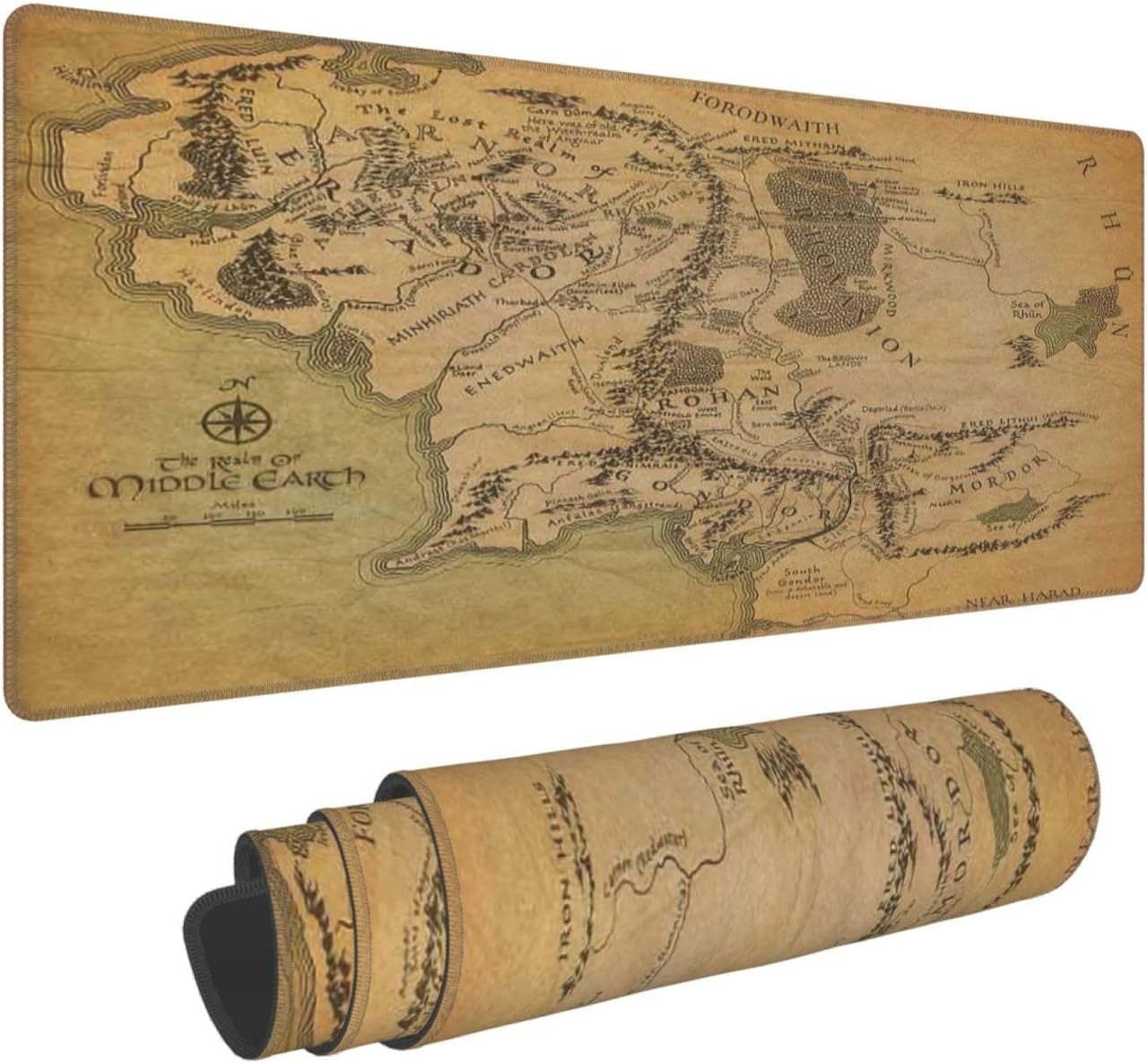 Middle Earth Map Mouse Pad Long Computer Keyboard Mouse Mat with Non ...